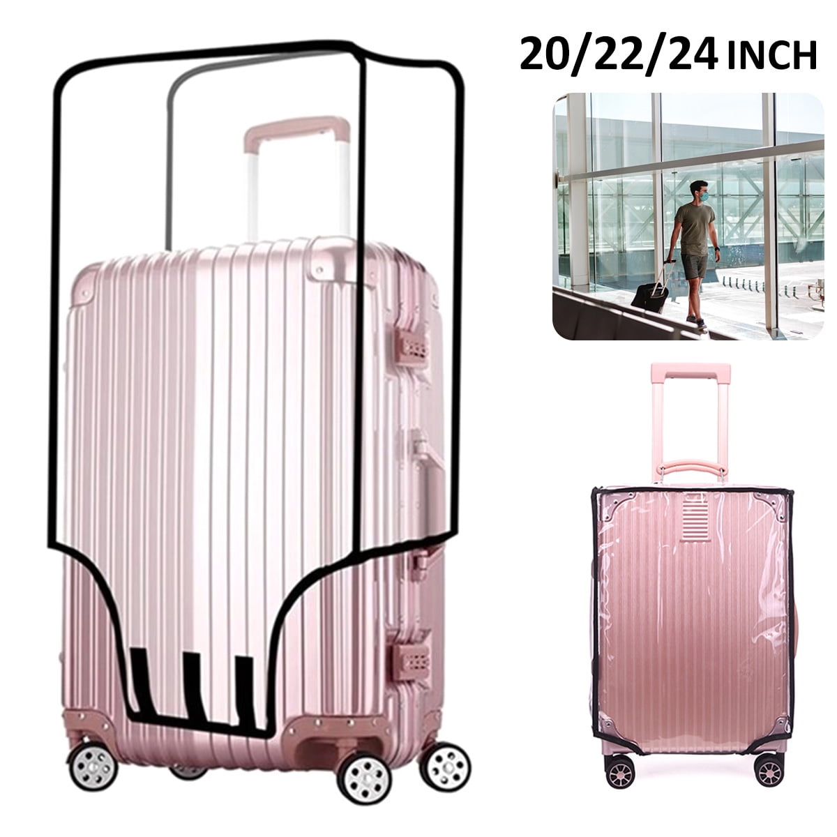 Lieonvis Clear Plastic Suitcase Cover, Waterproof Travel Luggage Sleeve ...
