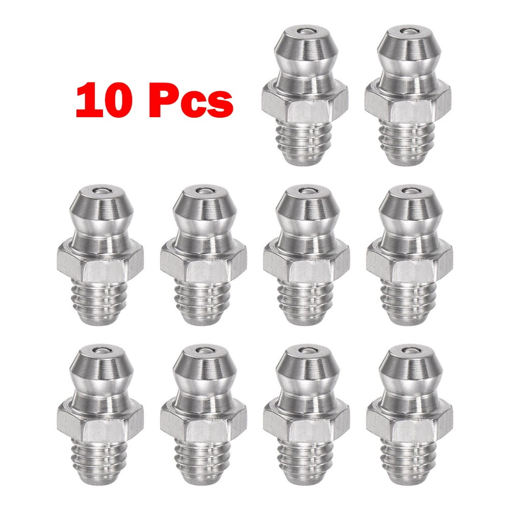 Lierteer 10Pcs 201 Stainless Steel Straight Hydraulic Grease Fitting M6 ...