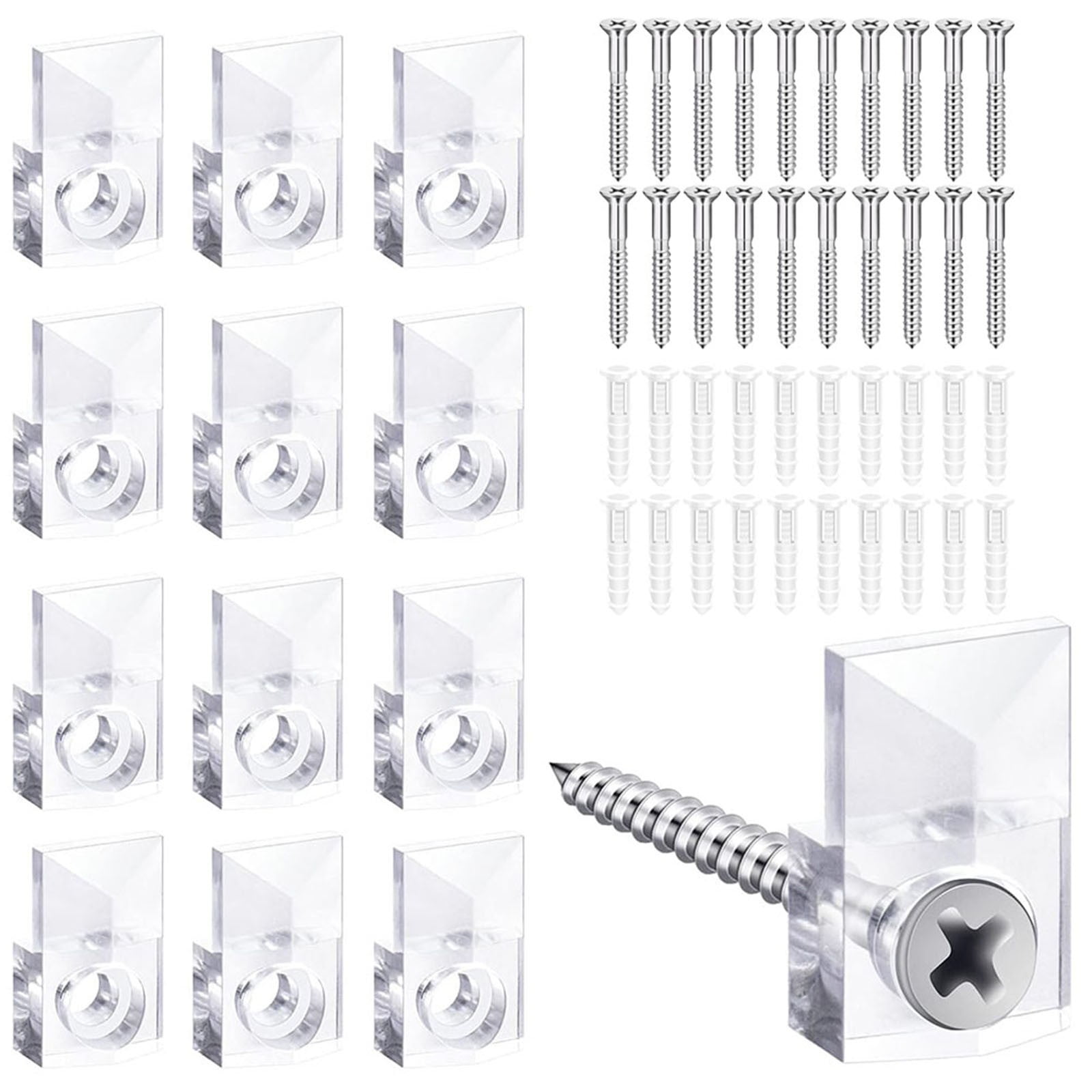 Lierteer 20 Sets of Mirror Holder Clips Kit，Crystal Clear Plastic ...