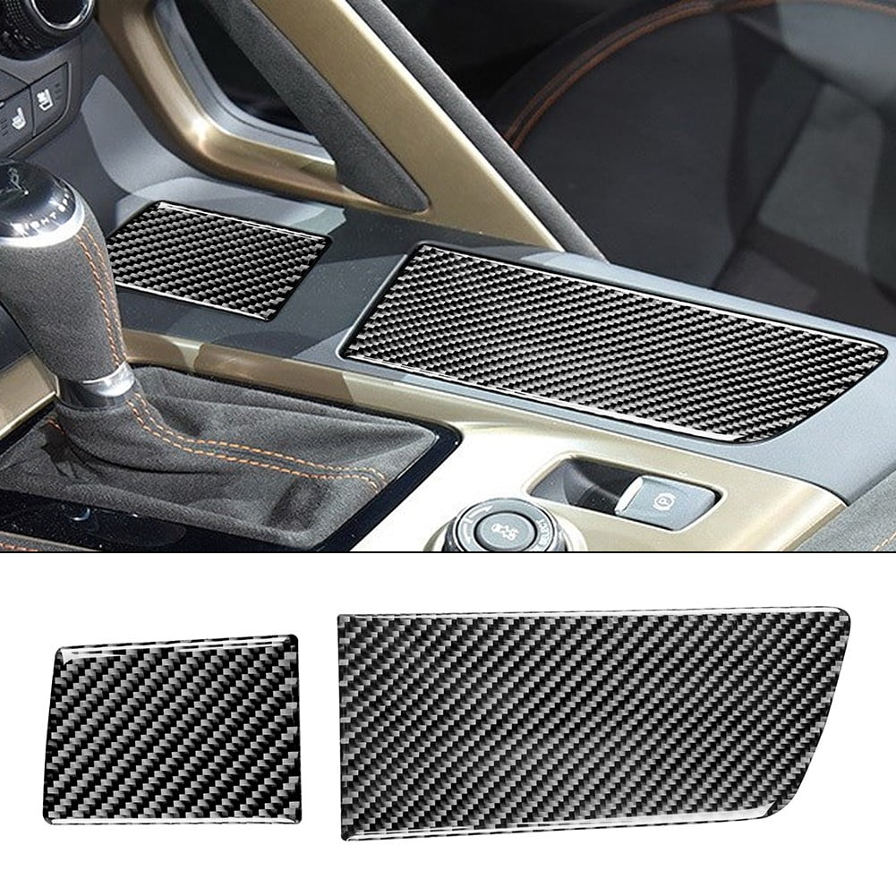 Lierteer 2Pcs for Corvette C7 2014pcs Carbon Fiber Cup Holder Panel ...