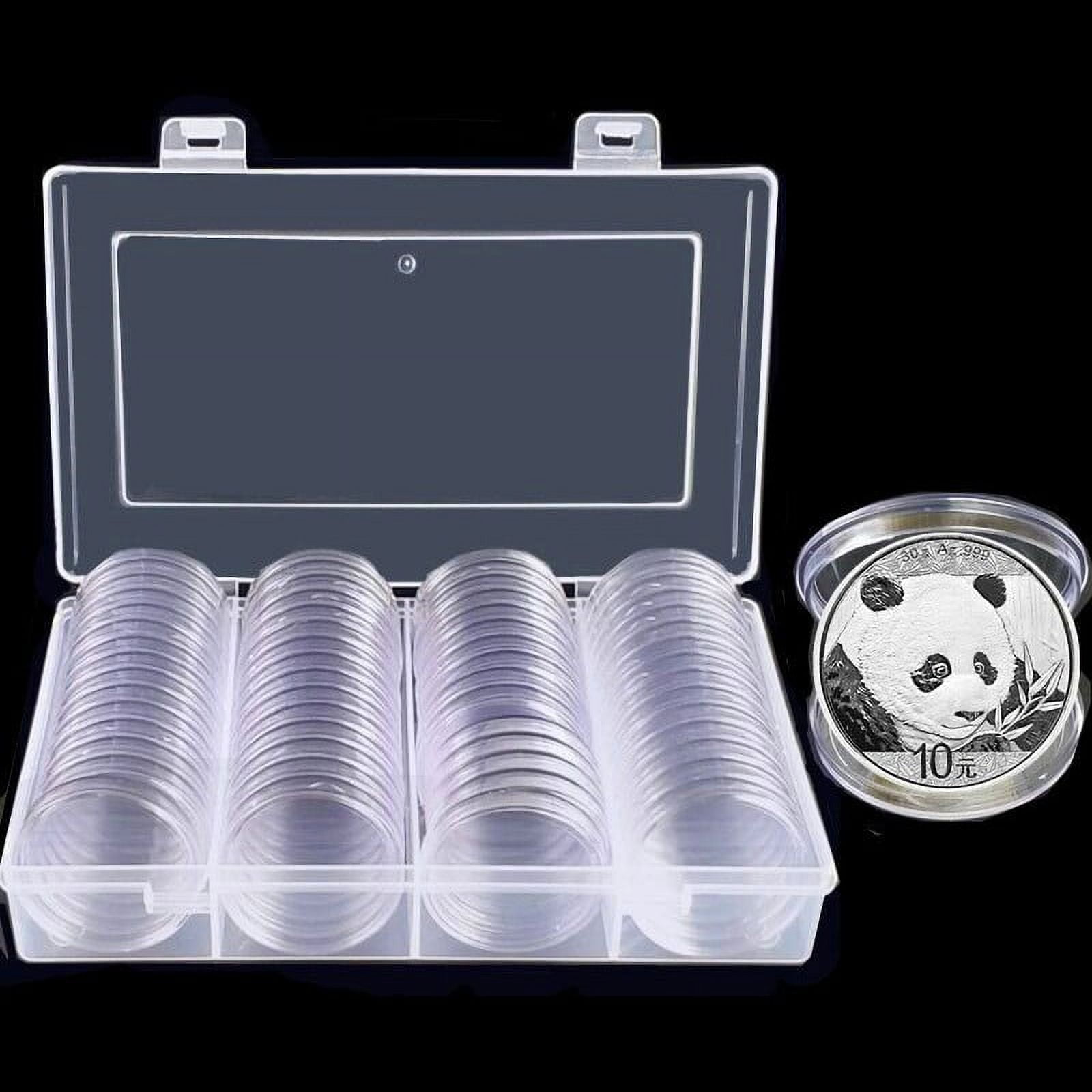 Lierteer 40mm Clear Round Plastic Coin Capsule Container Empty Storage ...