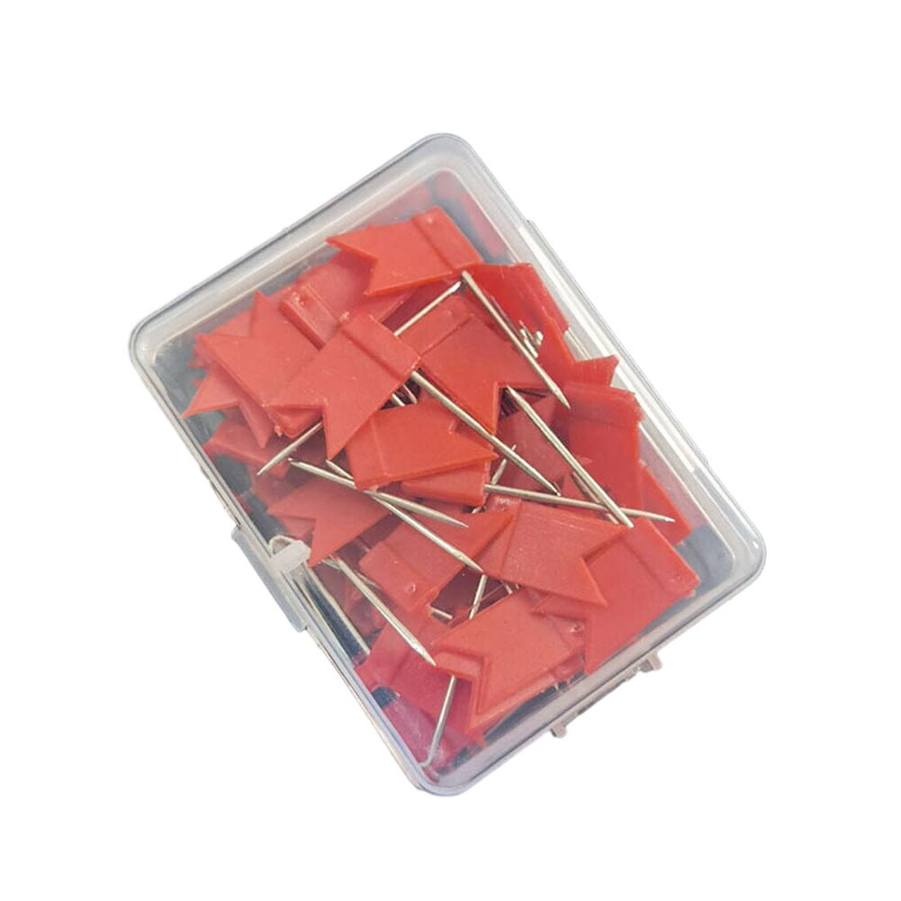 Lierteer 50pcs Colorful Flags Push Pins Metal Bulletin Board Message ...