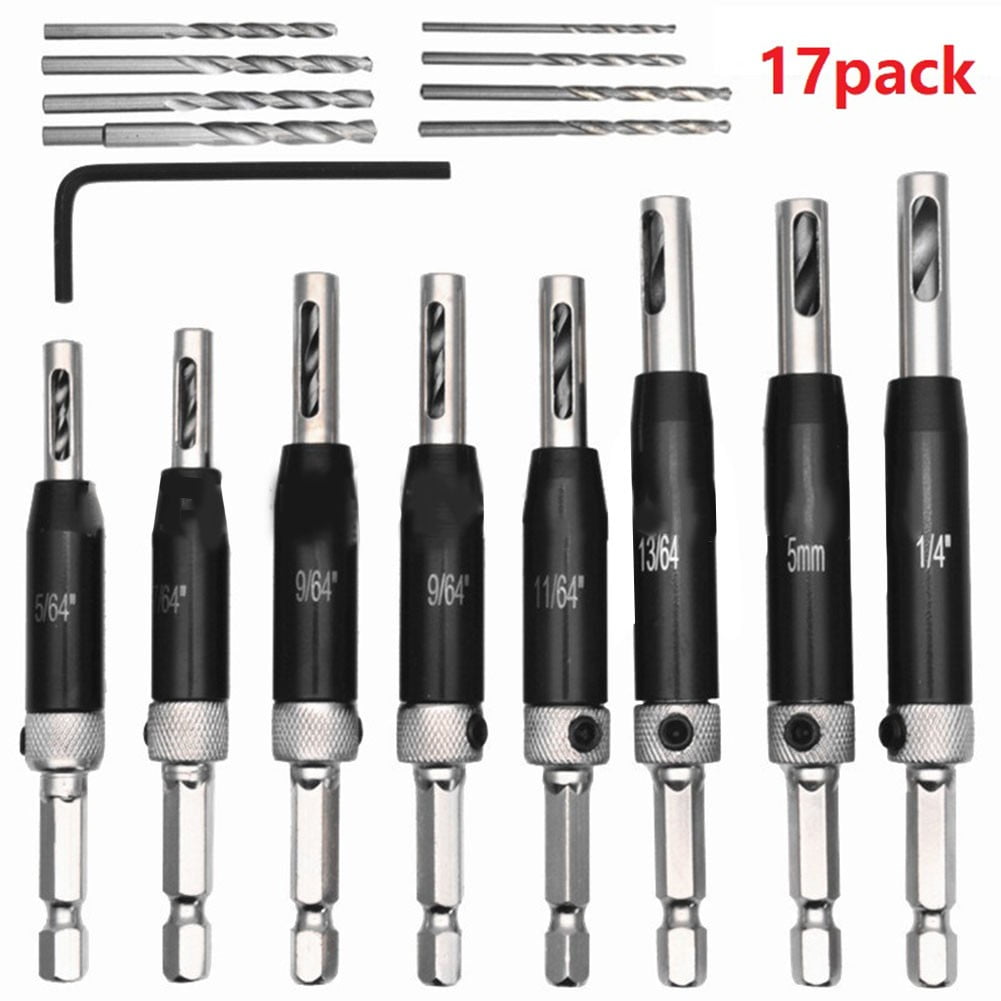 Lierteer 9/17pcs HSS Self Centering Lock Hinge Drill Bit Hardware ...