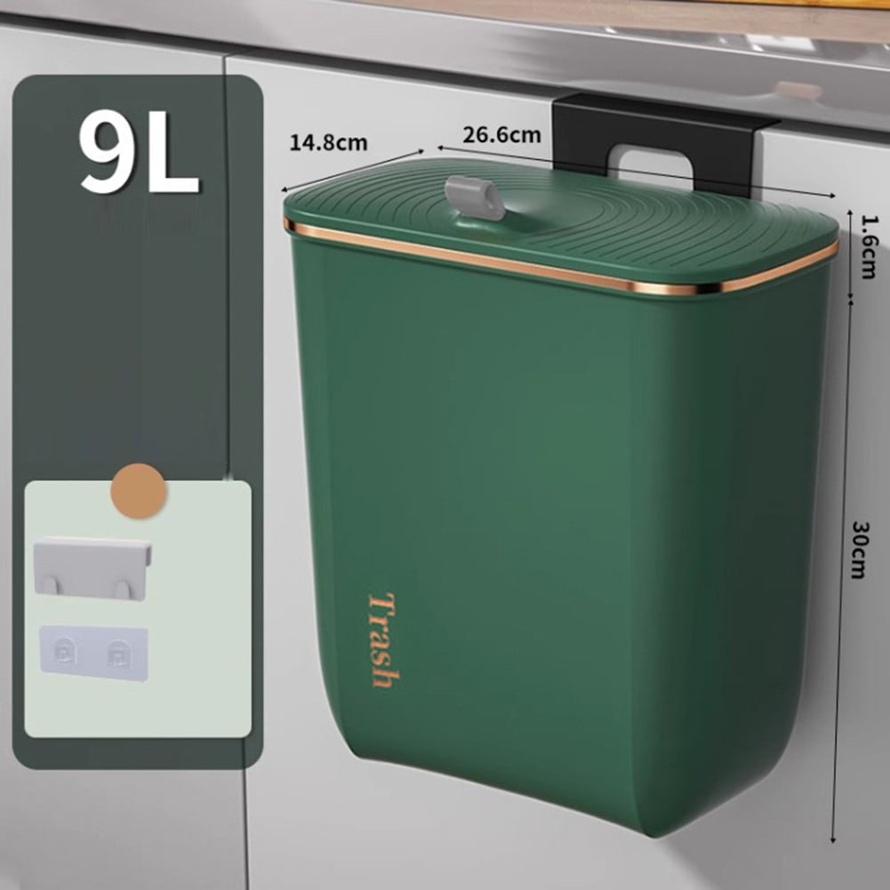 Lierteer 9L Wall Mount Waste Bin Kitchen Cabinet Door Cupboard Hanging ...