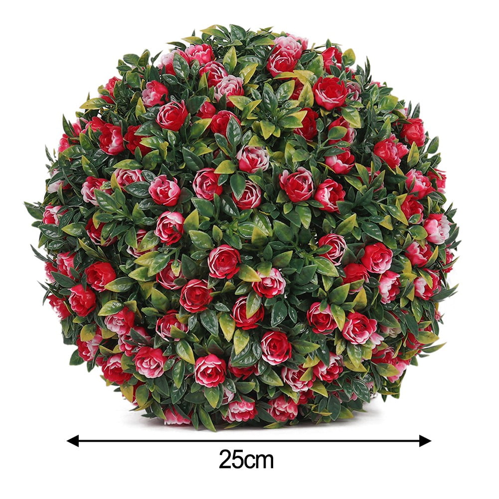 Lierteer Artificial Rose Flower Balls Topiary Hanging Garden Basket ...