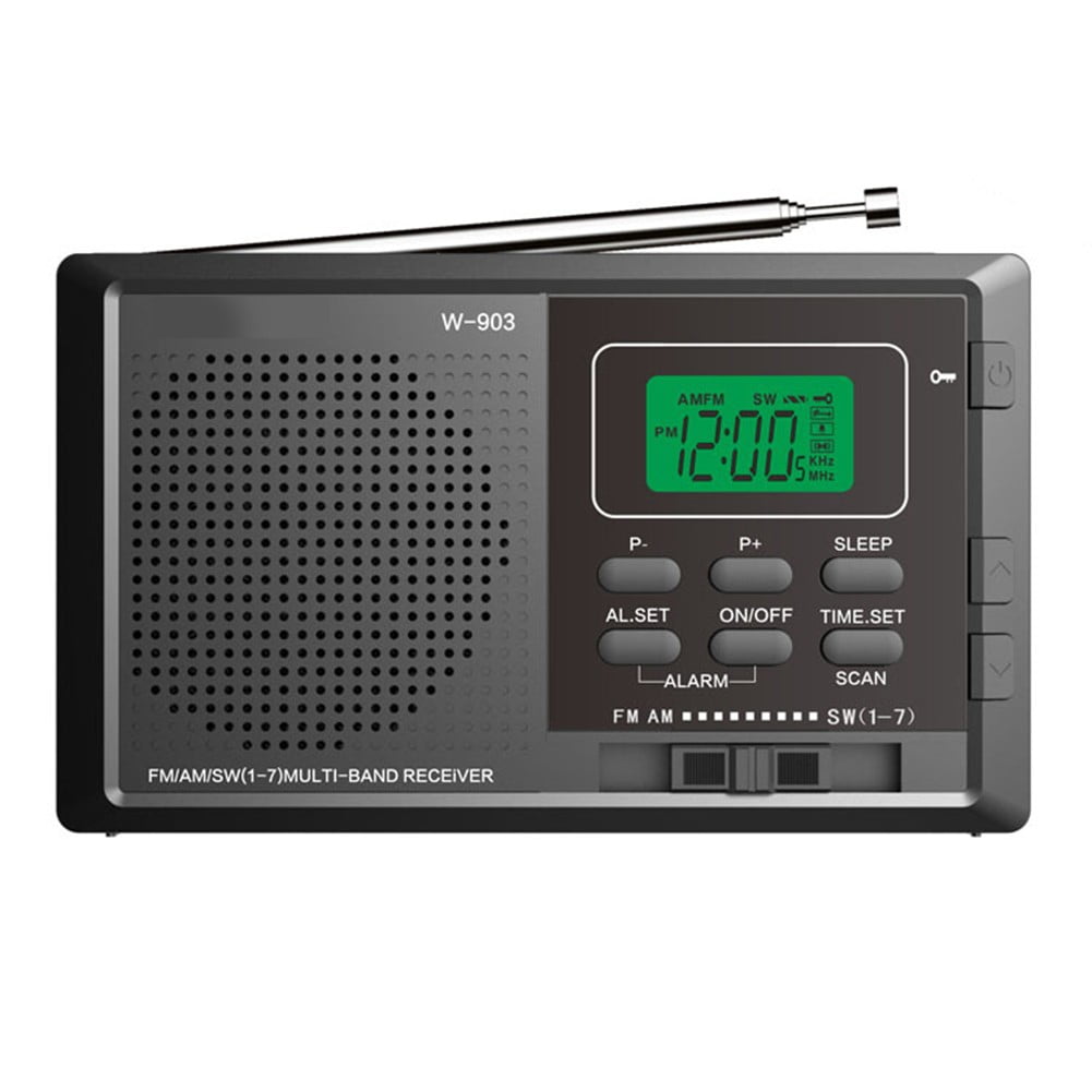 Lierteer FM/AM/SW Full Band Analog Radio Portable LCD Screen Clock ...