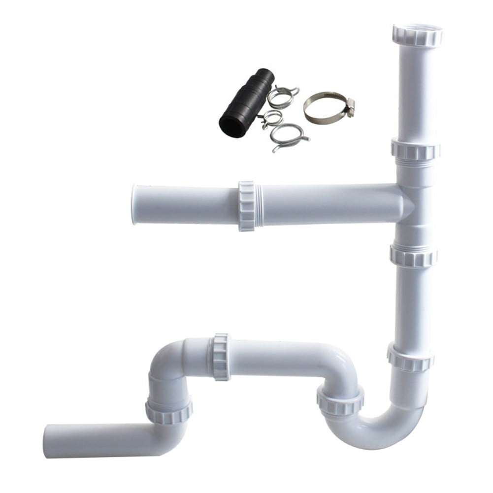 Lierteer G1-1/2'' PP Double Sink Waste Drain Pipe Kit Grabage Disposal ...
