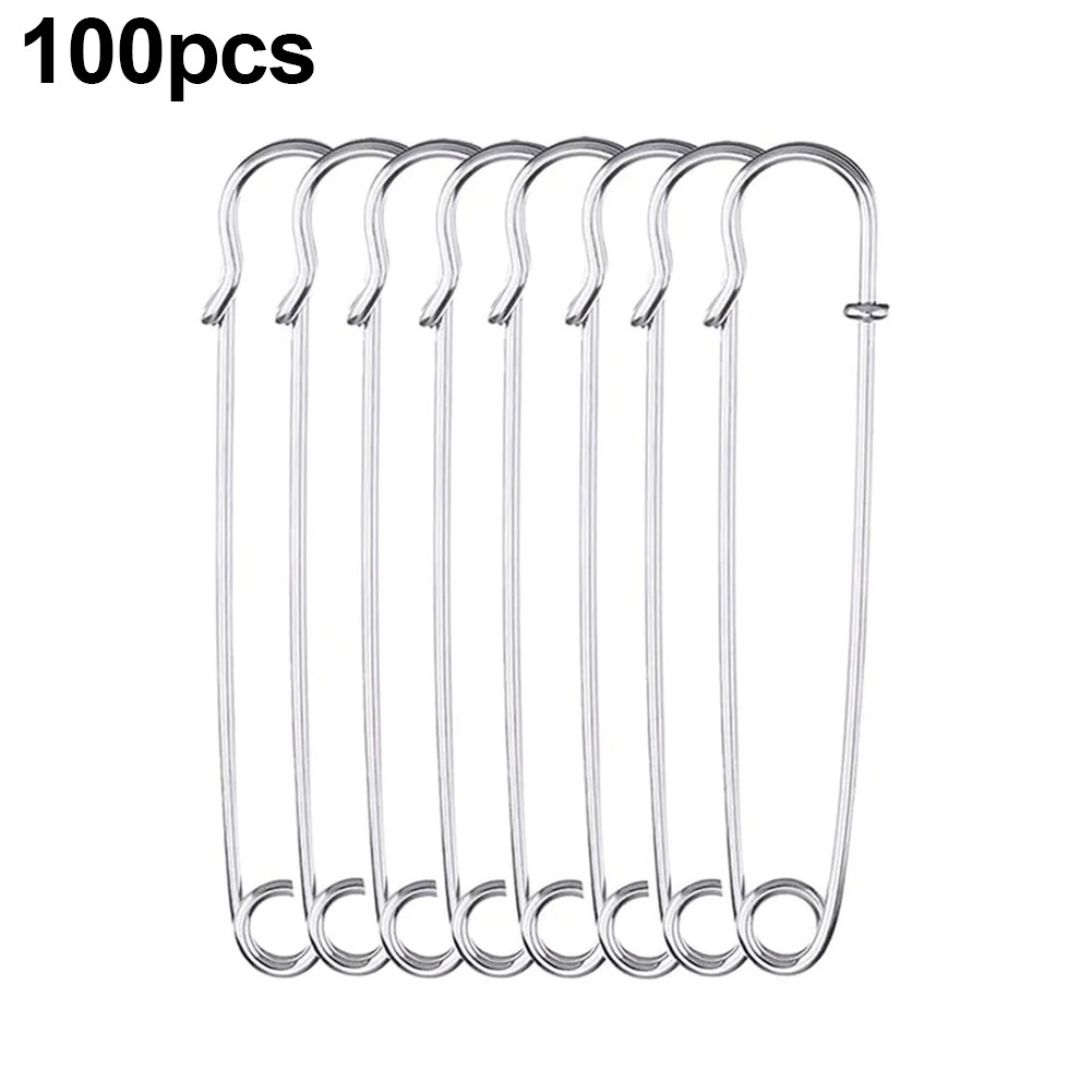 Lierteer Heavy Duty Metal Safety Pins for Sewing and Quilting Pack of 100 Easy to Secure Silver ...
