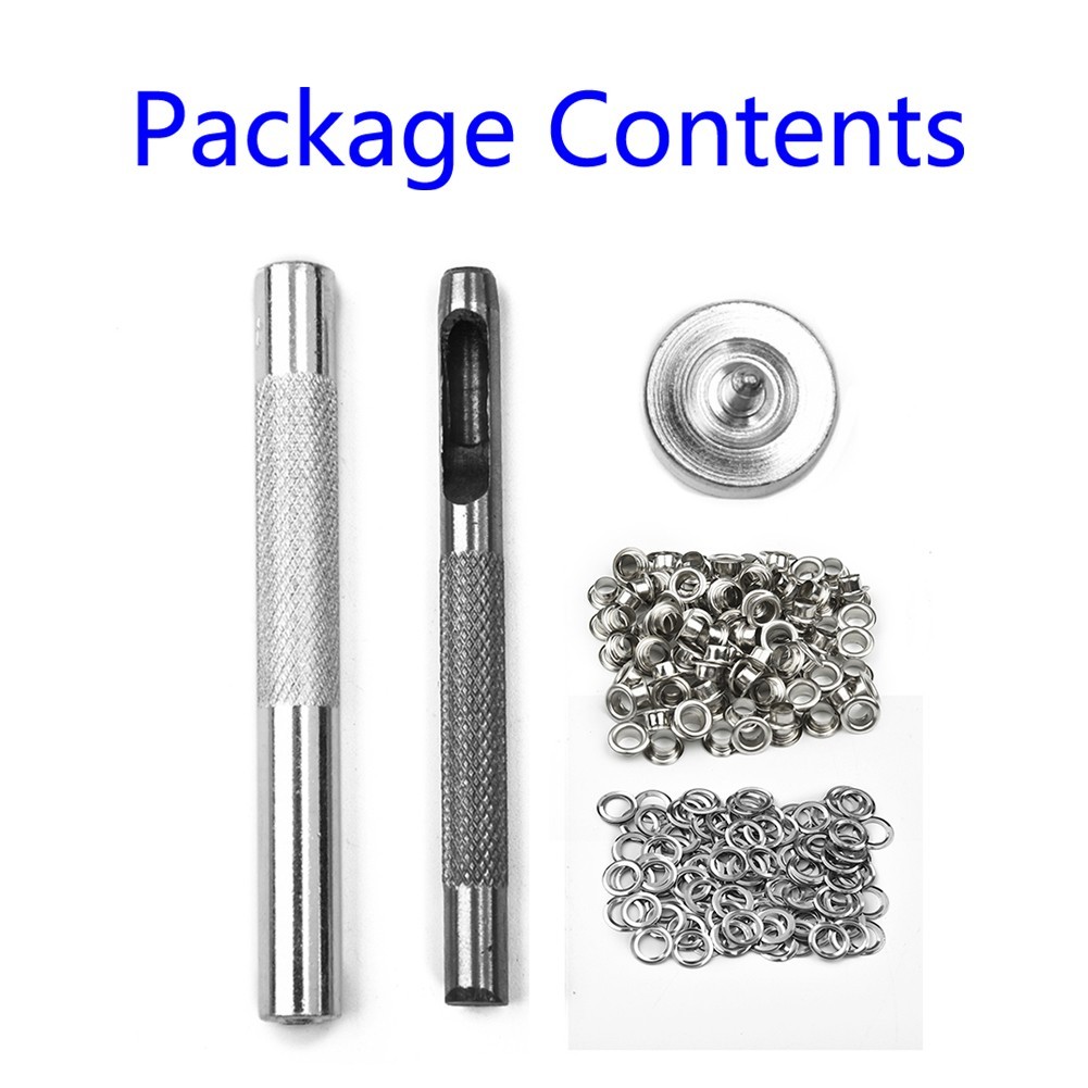 Lierteer Leather Eyelets Punch Tool Kit Silver 100 Sets 10mm Ring ...