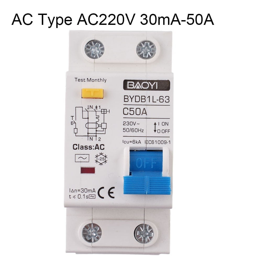 Lierteer Mcb Rccb Rcd Type A/Ac Rcbo Dpnl Residual Current Circuit Breaker - Walmart.com