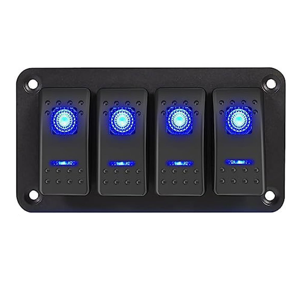 Lierteer Rocker Switch Panel,12V-24VDC, Blue Switches, Aluminum Panel ...
