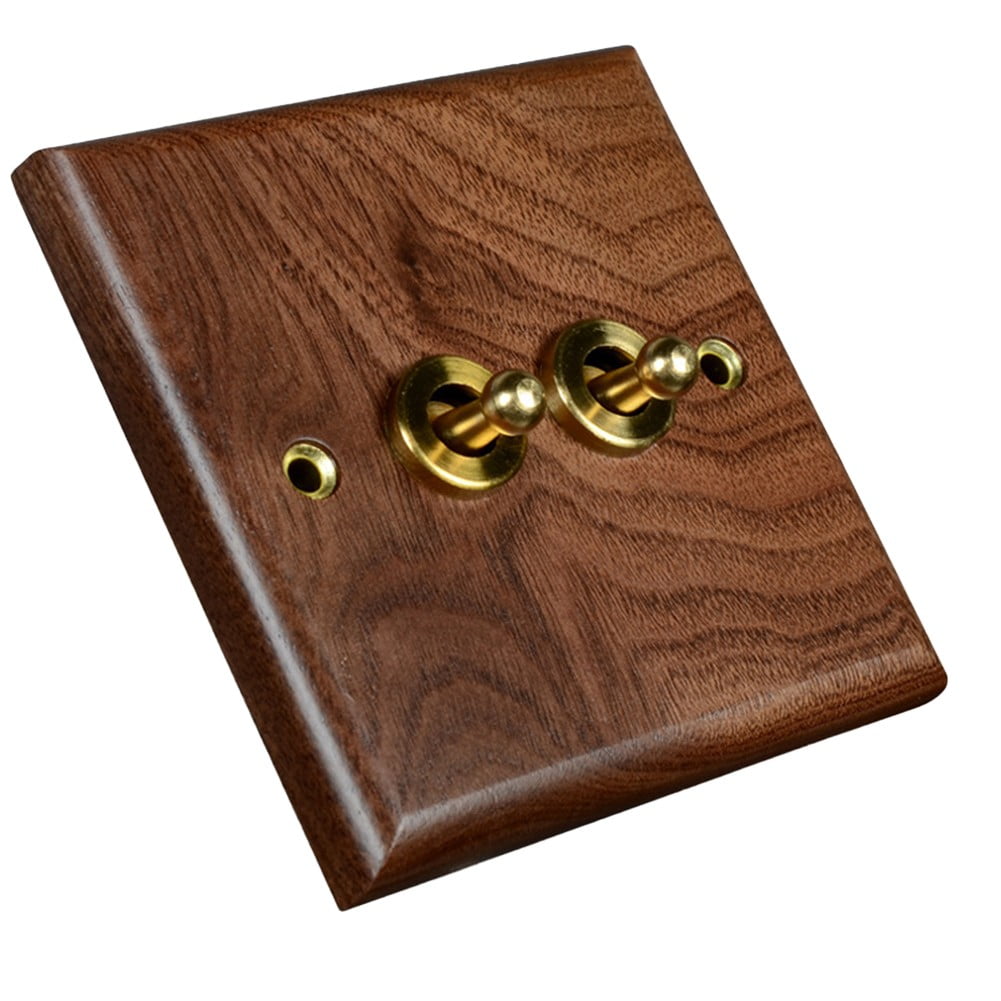 Lierteer Toggle Light Rocker Switch 1/2 Way Retro Walnut Wood Plate ...