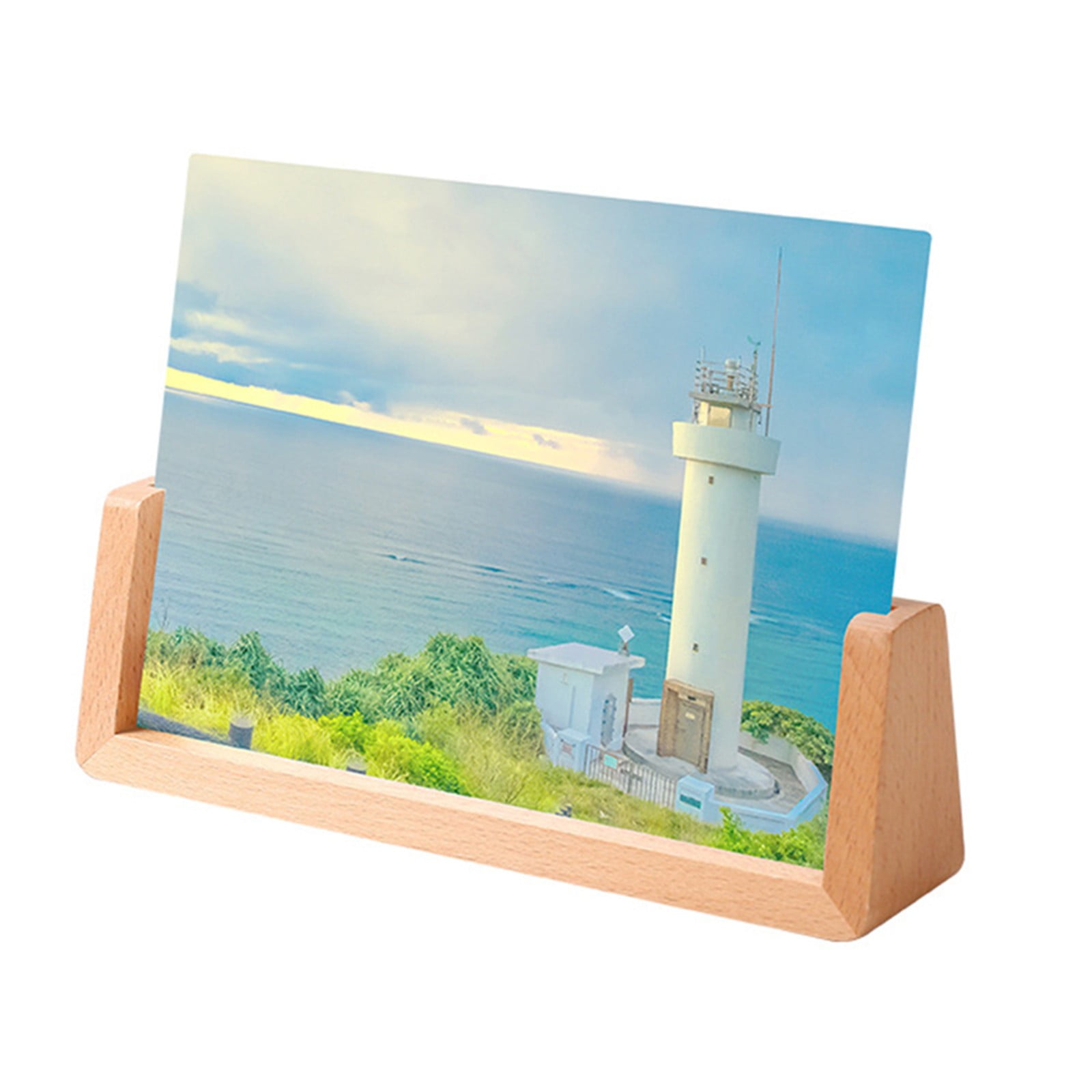 Lierteer Transparent Wooden Acrylic Photo Frame Desk Display Card Stand ...