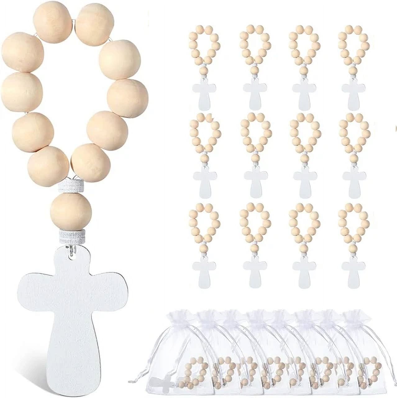 Lierteer Wooden Cross Bless Small Finger Rosary Boy Girl 1st First Holy ...