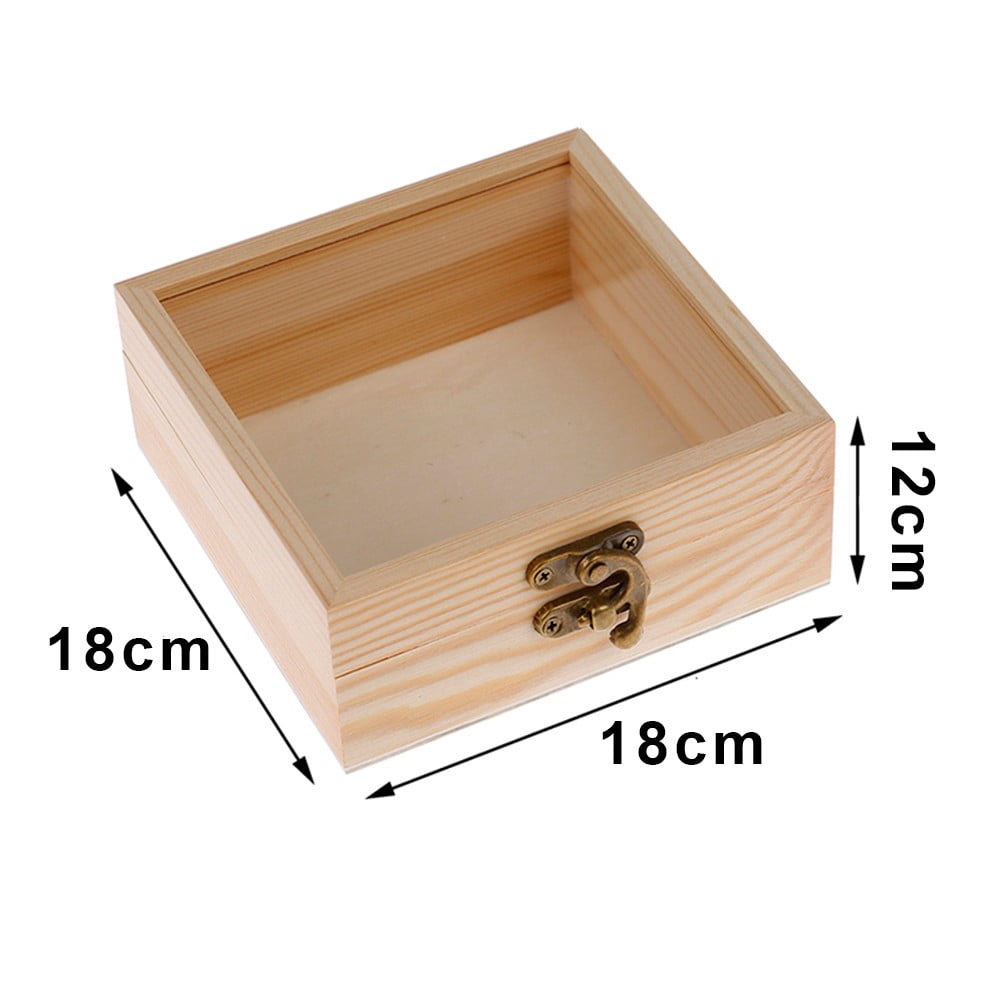 Lierteer Wooden Square Hinged Storage Boxes Craft Gift Storage ...