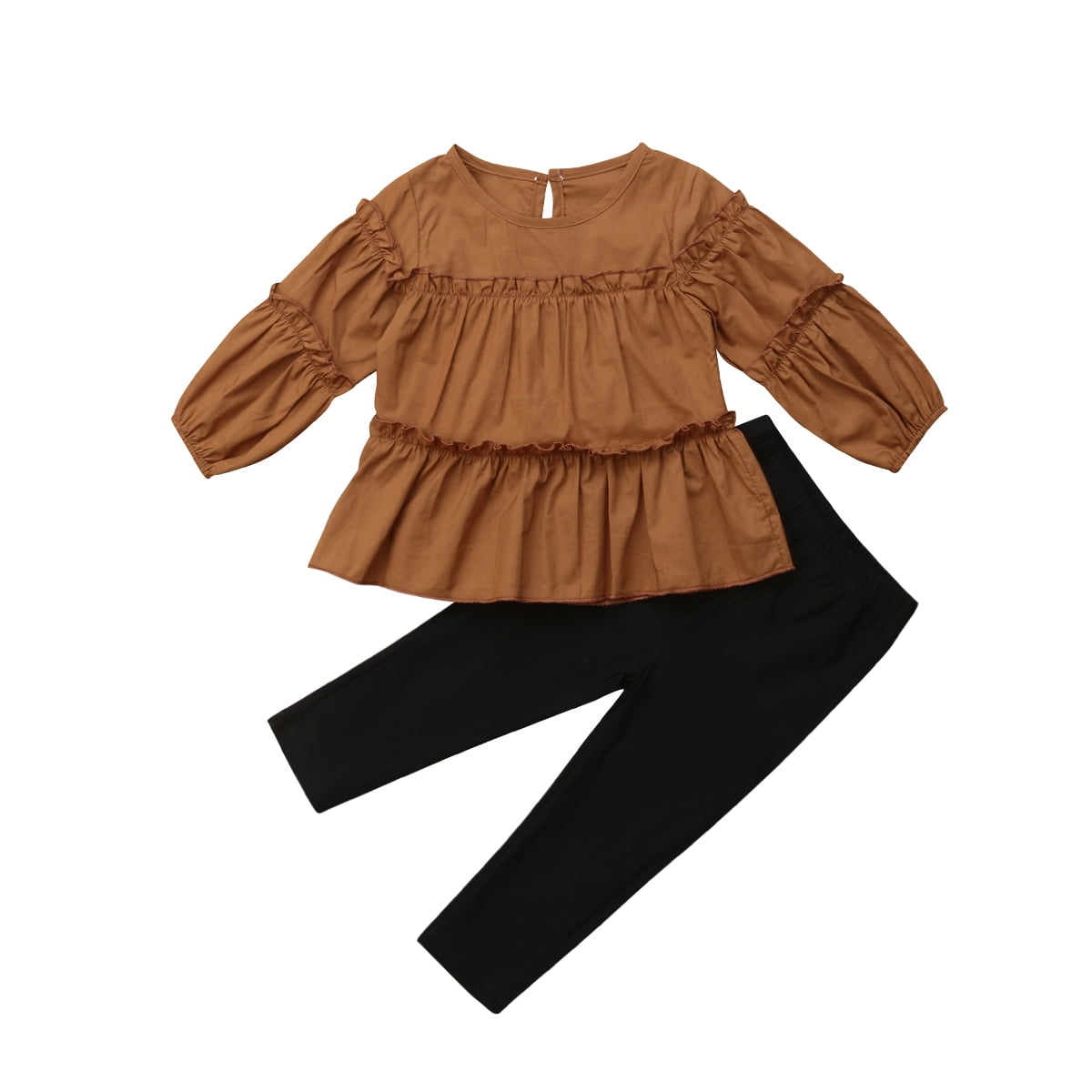 Lieserram Baby Girls Autumn Clothes Set Long Sleeve Solid Color Ruffle ...