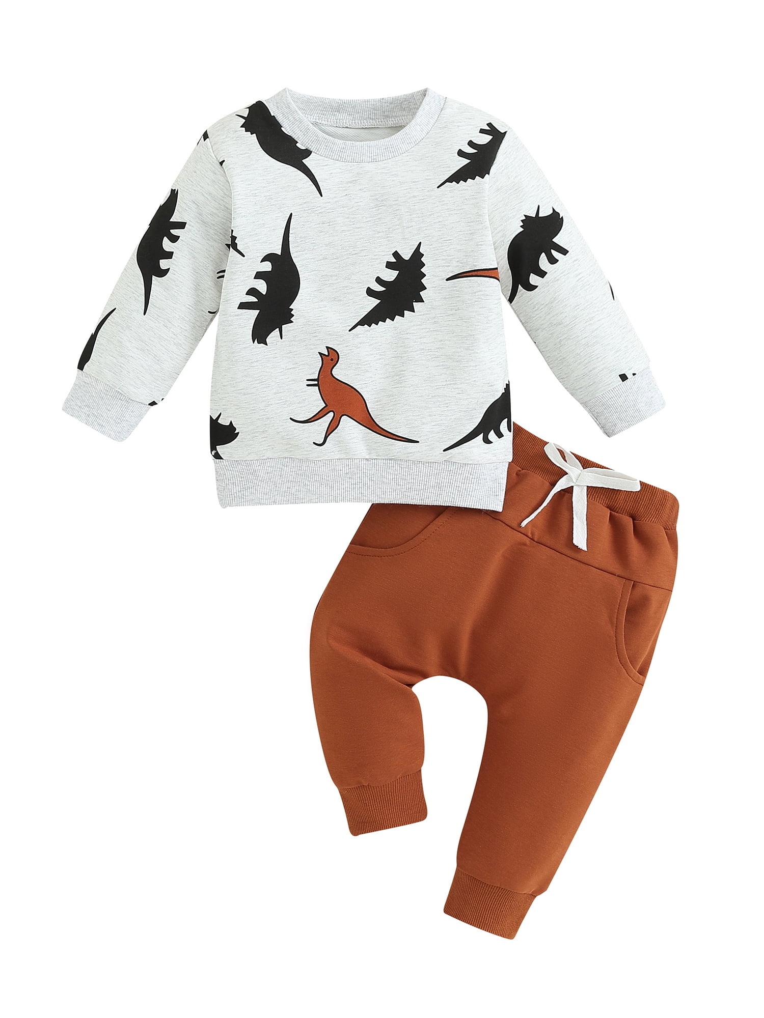 Lieserram Baby Toddler Boy 2 Piece Fall Outfits 9 12 18 24 Months 2T 3T 4T Dinosaur Print Long ...