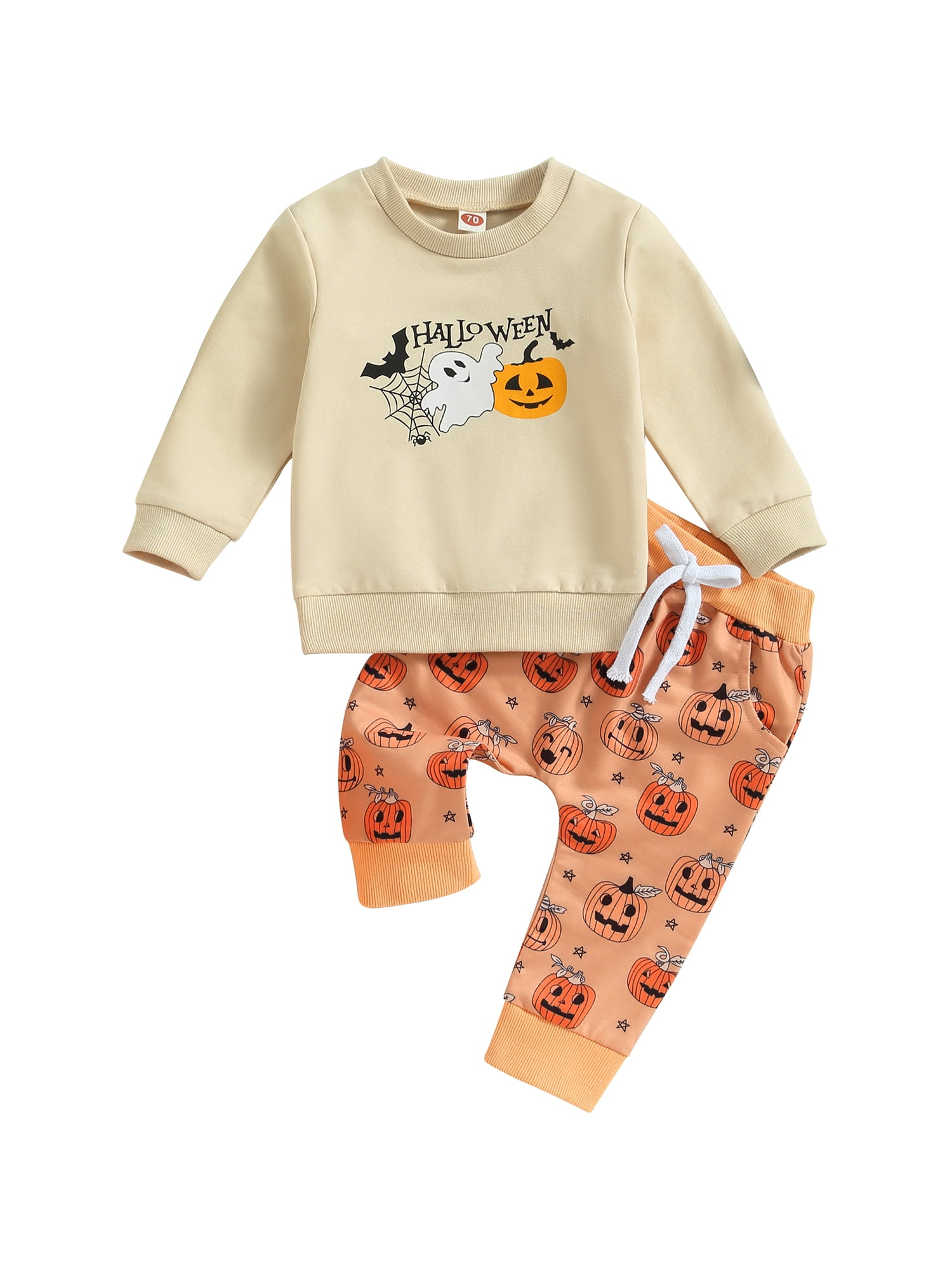 Lieserram Baby Toddler Boy 2 Piece Halloween Outfits 0 6 12 18 24 Months 2T 3T Pumpkin Print ...