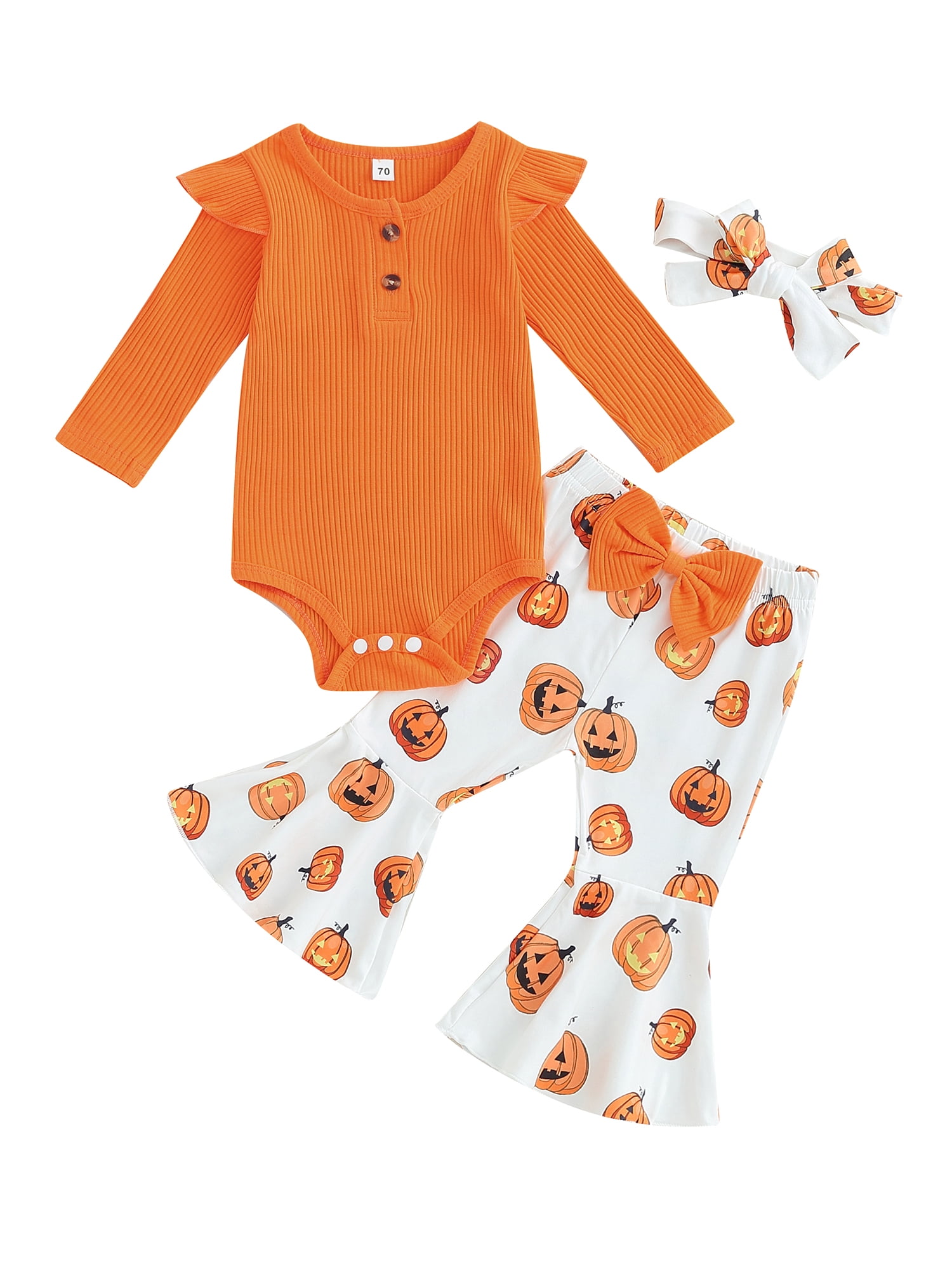 Lieserram Baby Toddler Girls Fall Halloween Outfit, 0 6 12 18 24 Months 2T 3T Long Sleeve Romper ...