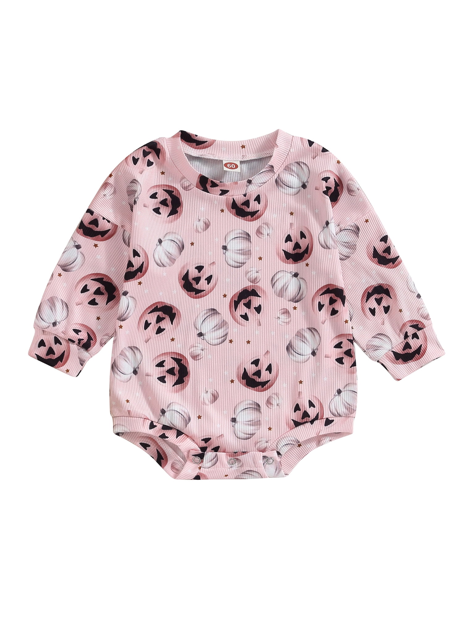Lieserram Baby Toddler Girls Ribbed Halloween Sweatshirt Romper 0 3 6 12 18 24 Months Pumpkin ...