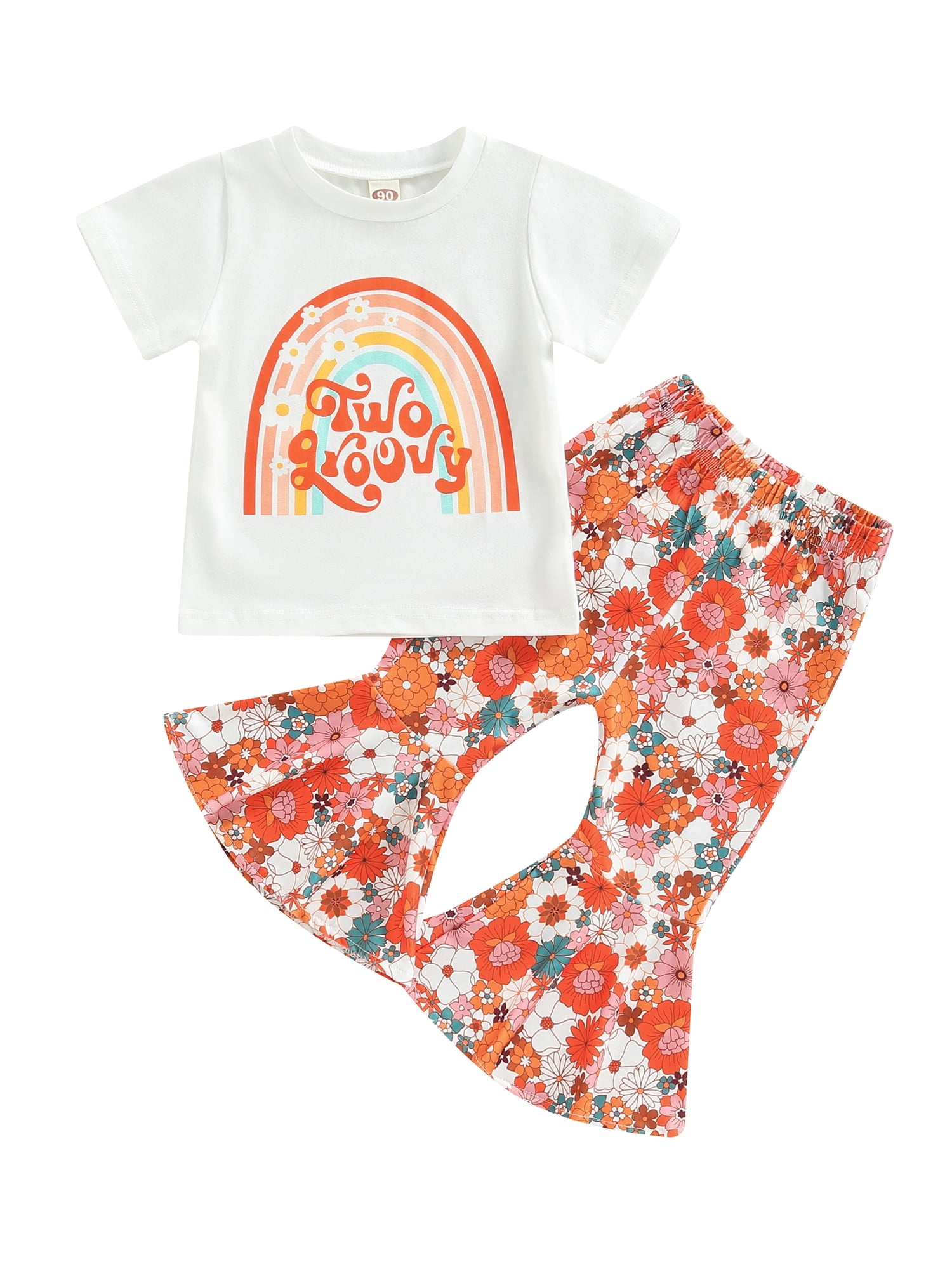 Lieserram Kids Girls Summer Clothes 1T 2T 3T 4T 5T 6T Letter Rainbow ...