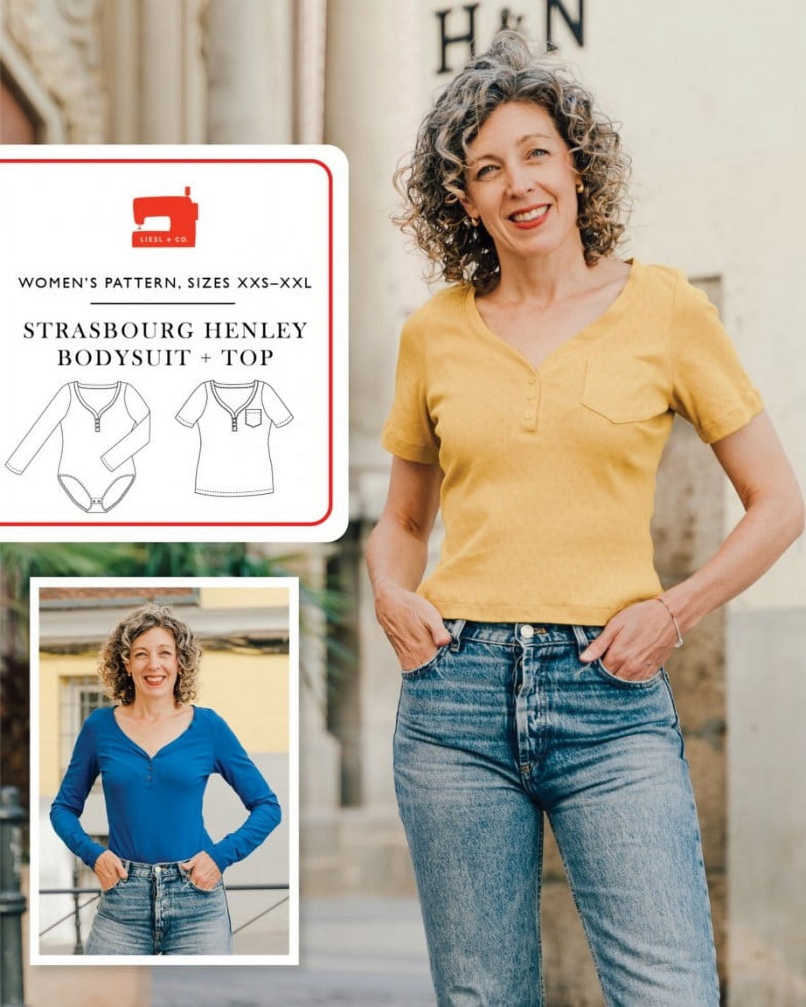 Liesl + Co Sewing Pattern Strasbourg Henley Bodysuit & Top Women 0-20 ...