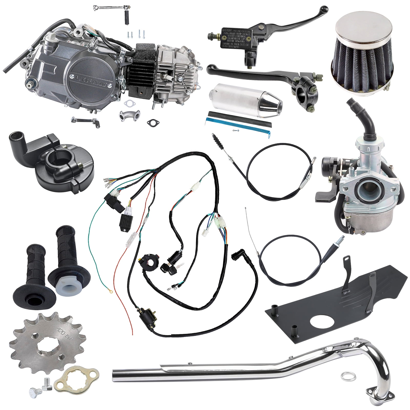 Lifan 125cc Engine Motor Full Kit Manaul Clutch W/Wiring harness ...