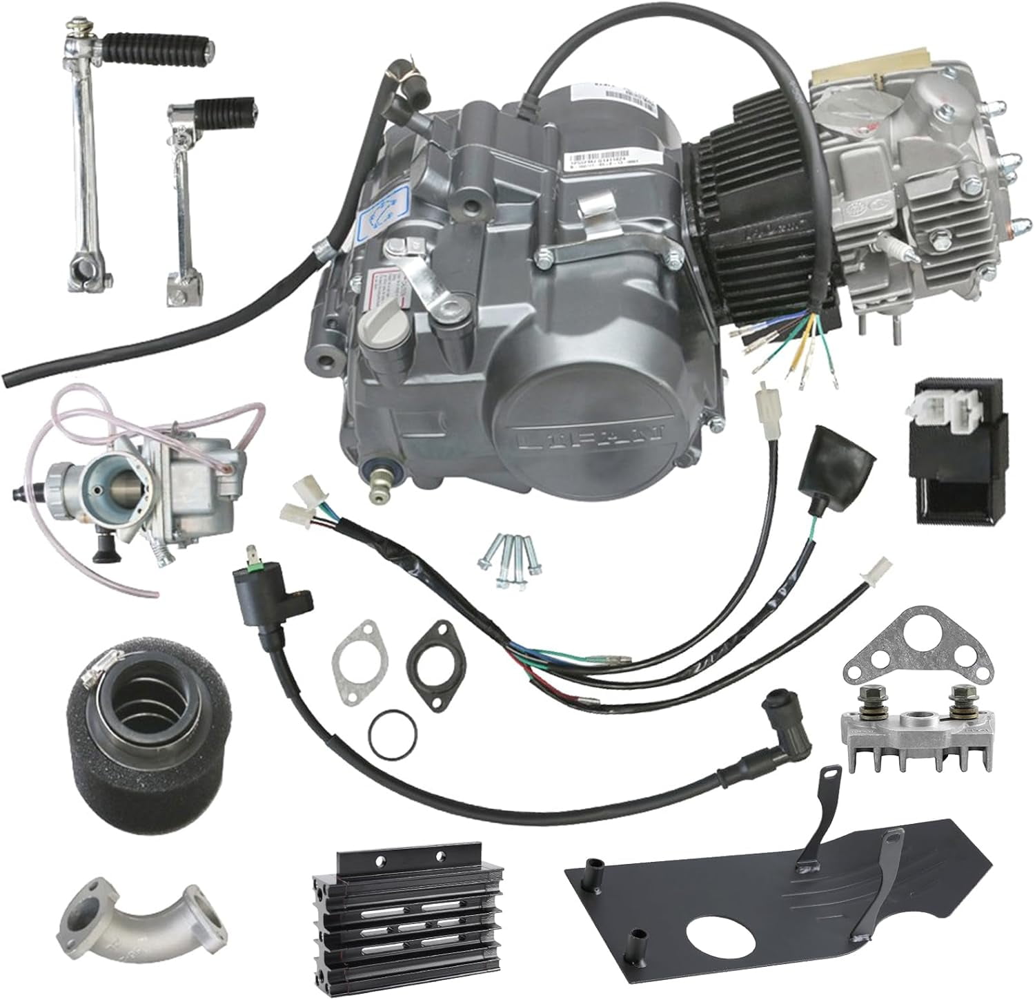 Lifan Big Valve Engine 140CC Motor Kit with Skid Plate + Oil Cooler ...