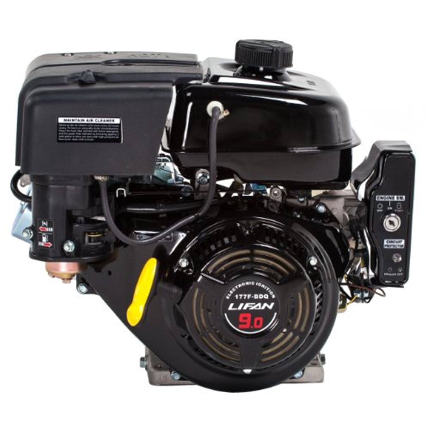 "Lifan 9HP 270cc 4-Stroke OHV Industrial Grade Gas Engine with 1"" Output Shaft, Electric Start ...