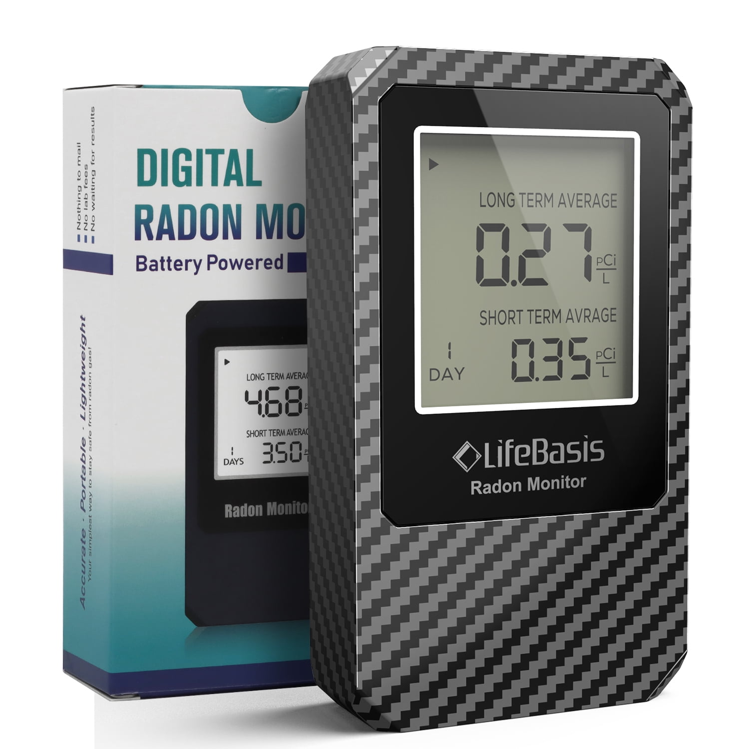 Life Basis Battery Operated Digital Radon Detector Home Radon Detector ...