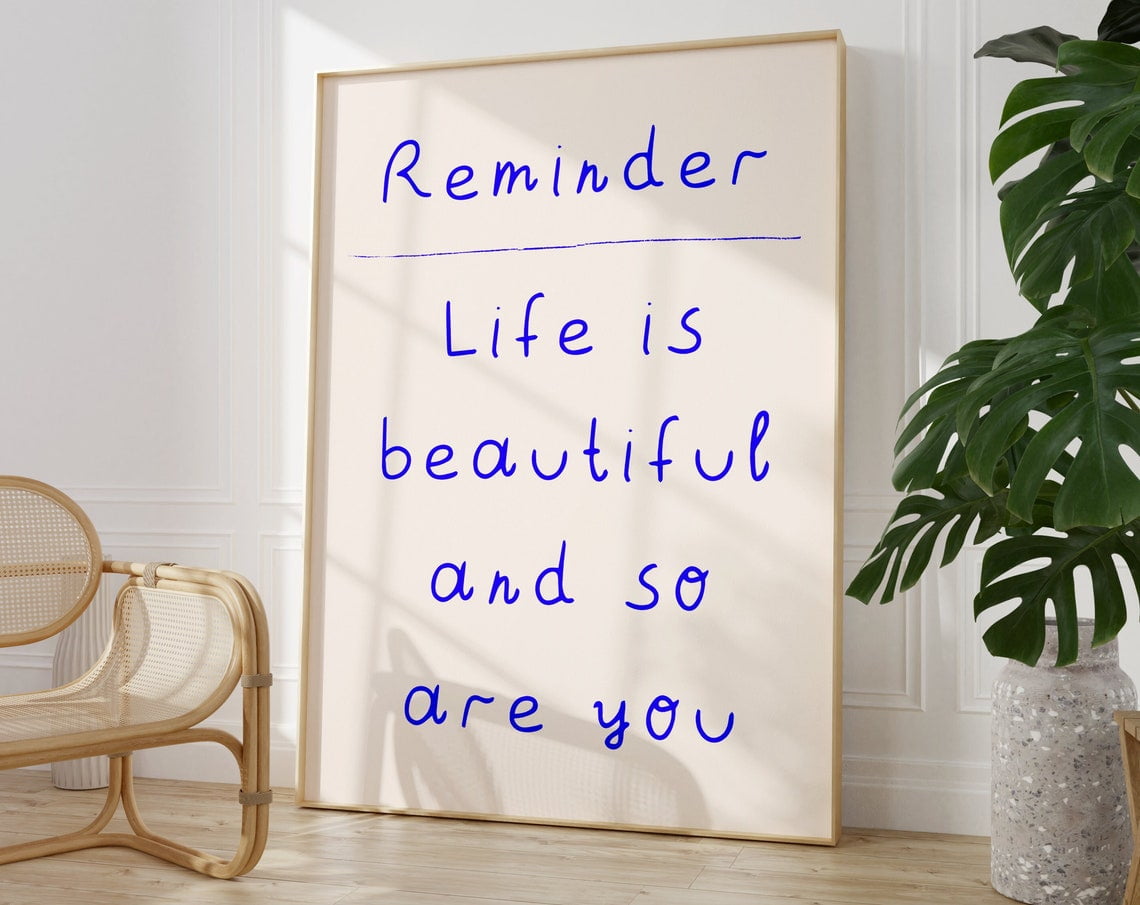 Life Is Beautiful Minimalistic Print • Reminder Self Love Funky Wall ...