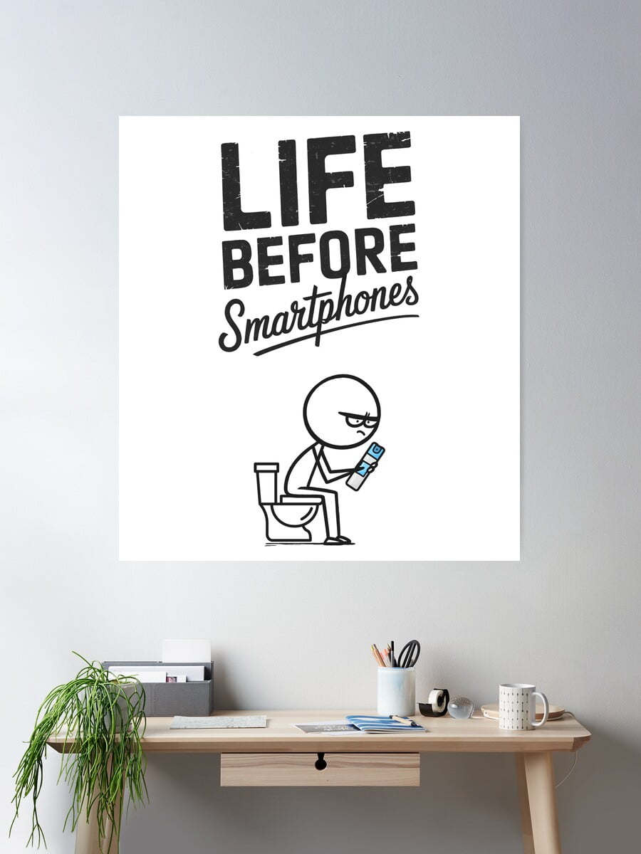 Life Before Smartphones Poster Wall Art, Modern Wall Decor For Living ...