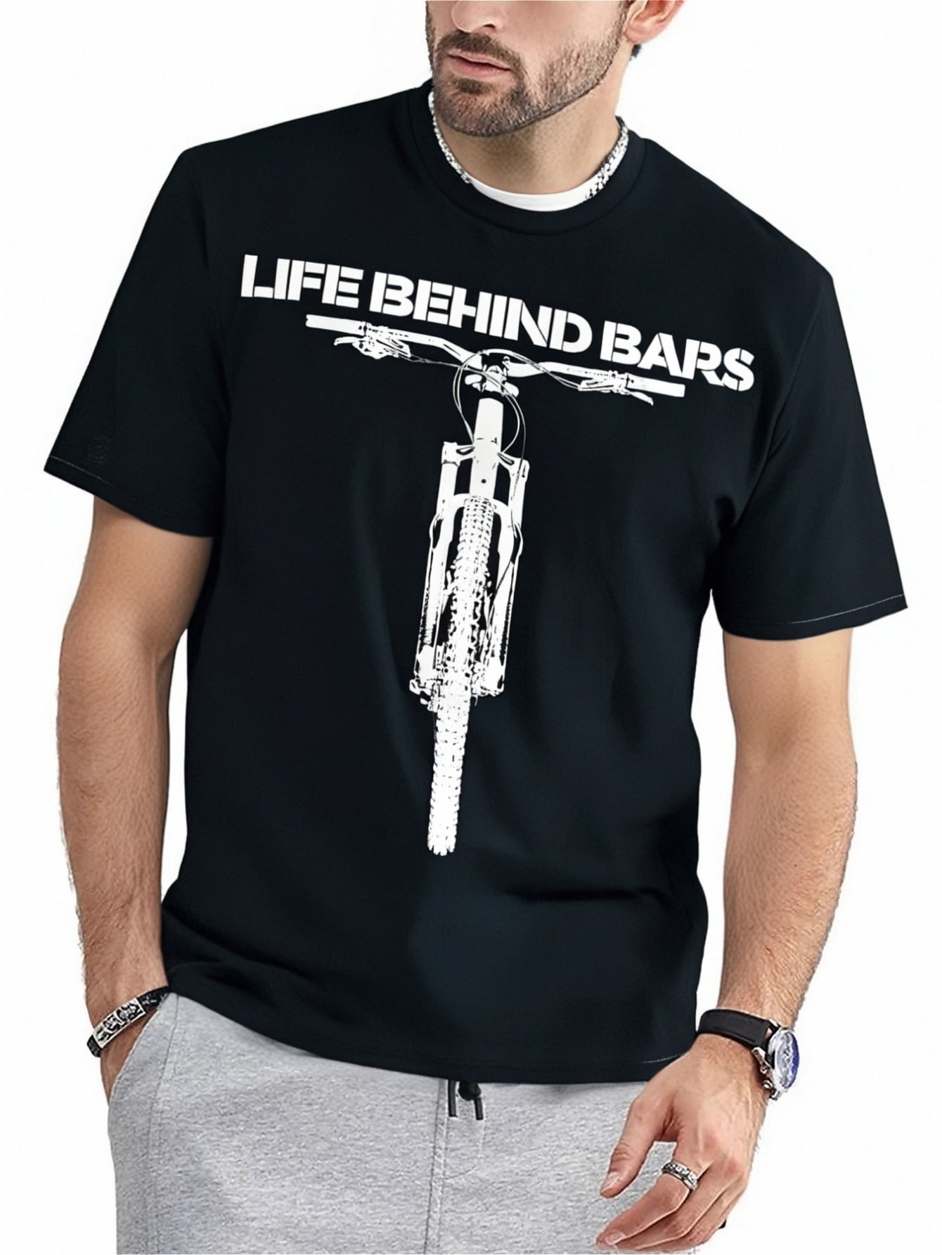 Life Behind Bars Funny MTB Mountain Biking T-Shirt, Casual Sporty Tee ...