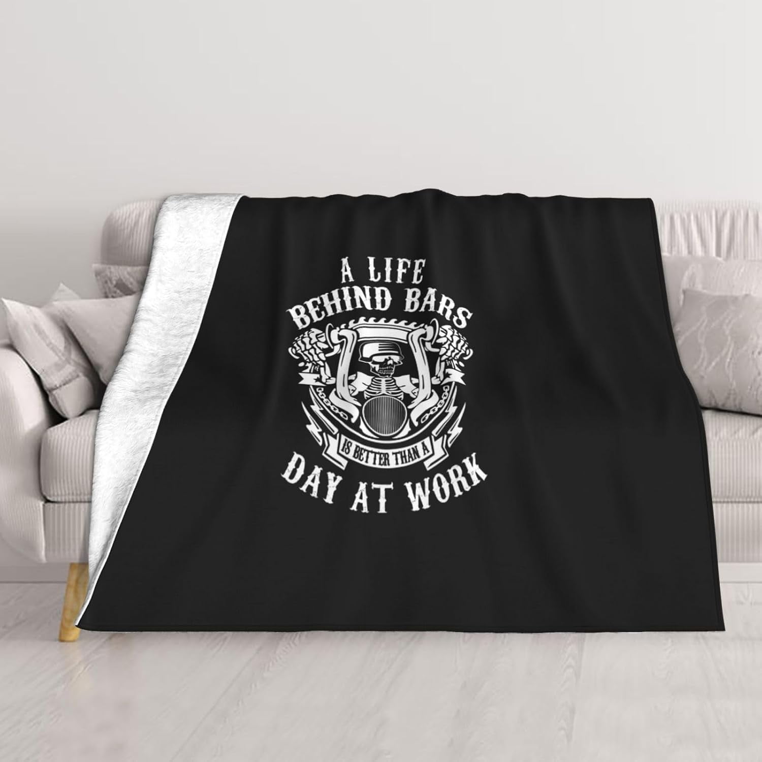 Life Behind Bars Motorcycle Biker Super Soft Ultra-Fine Wool Blanket ...