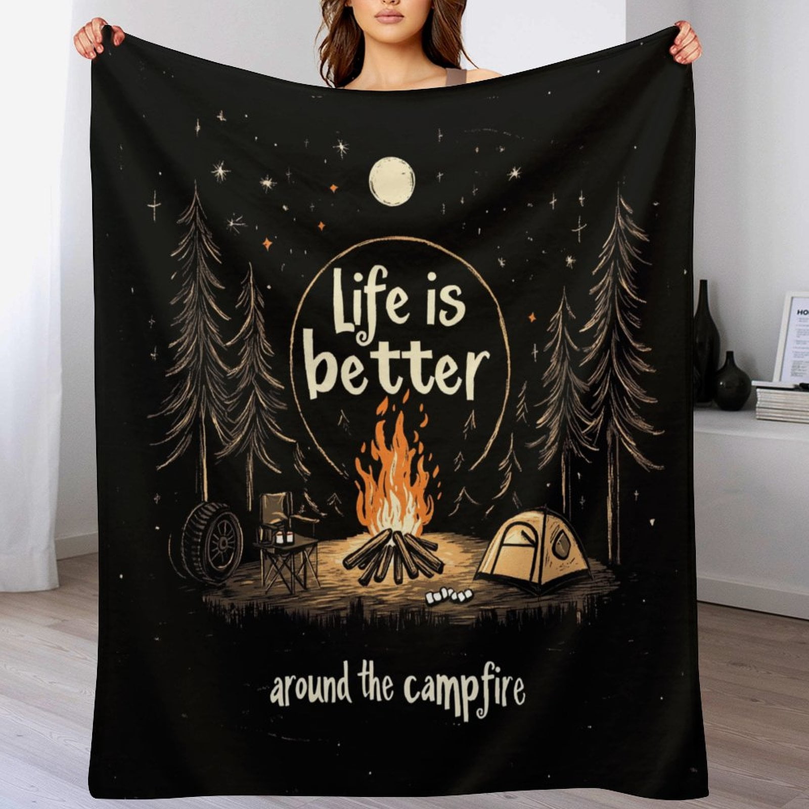 Life Is Better Around The Campfire Throw Blanket for Couch Bed Living ...