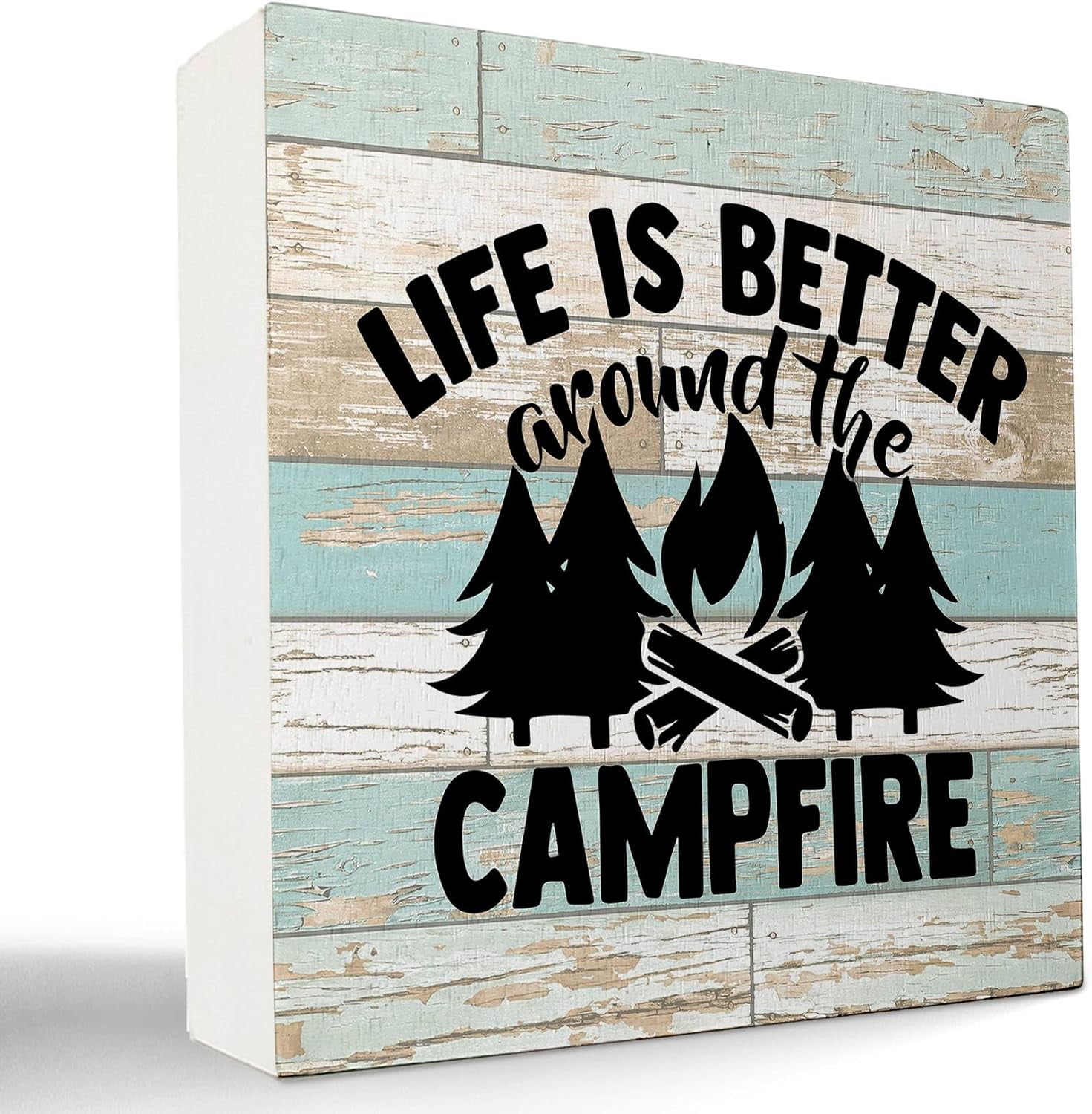 Life is Better Around the Campfire Wooden Box Sign,Rustic Camping Wood ...