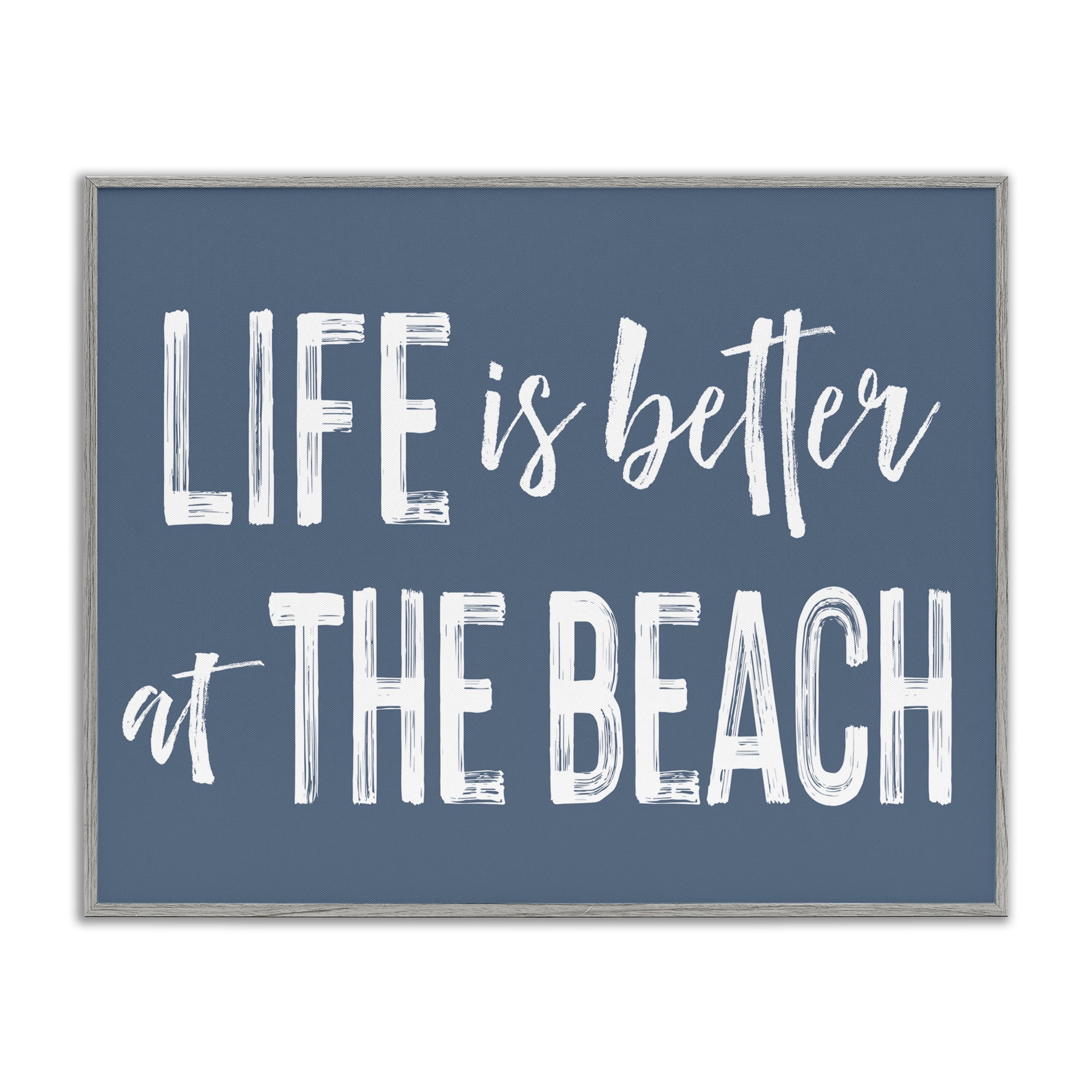 Life Better At Beach Blue Gray Framed Giclee Art, design by Lettered ...
