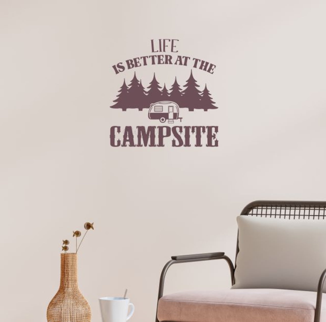 Life Better at Campsite Vinyl Camper Decals - Removable Wall Lettering ...