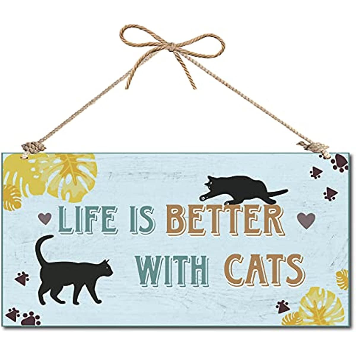 Life is Better with Cats Funny Wall Signs Vintage Farmhouse Home Decor ...
