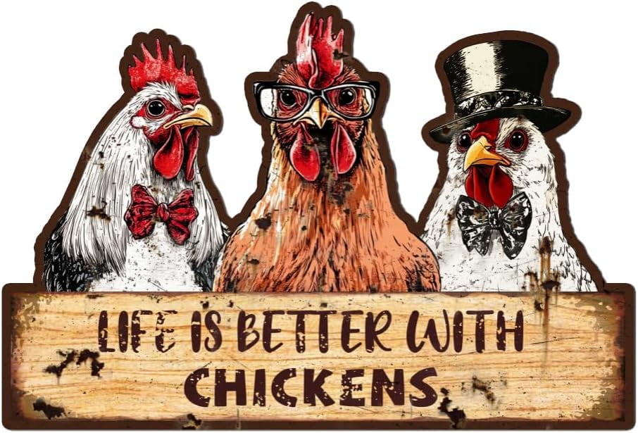 Life is Better with Chickens Metal Tin Sign Funny Chicken Vintage Metal ...