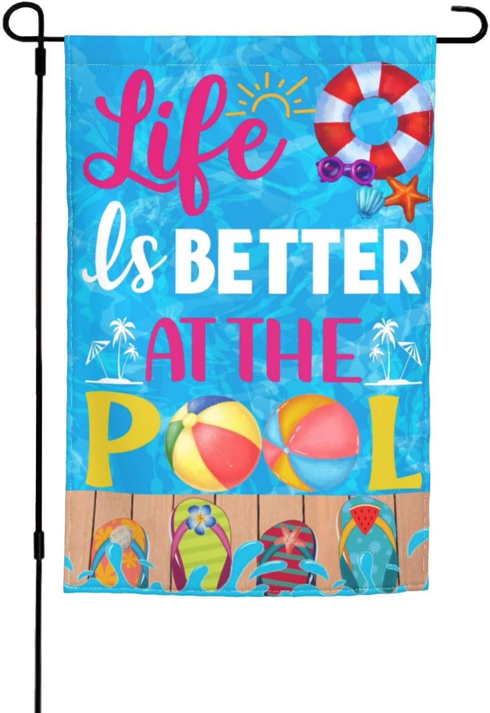 Life Better Pool Summer Flip Flop Garden Flag Double Sided Vertical ...