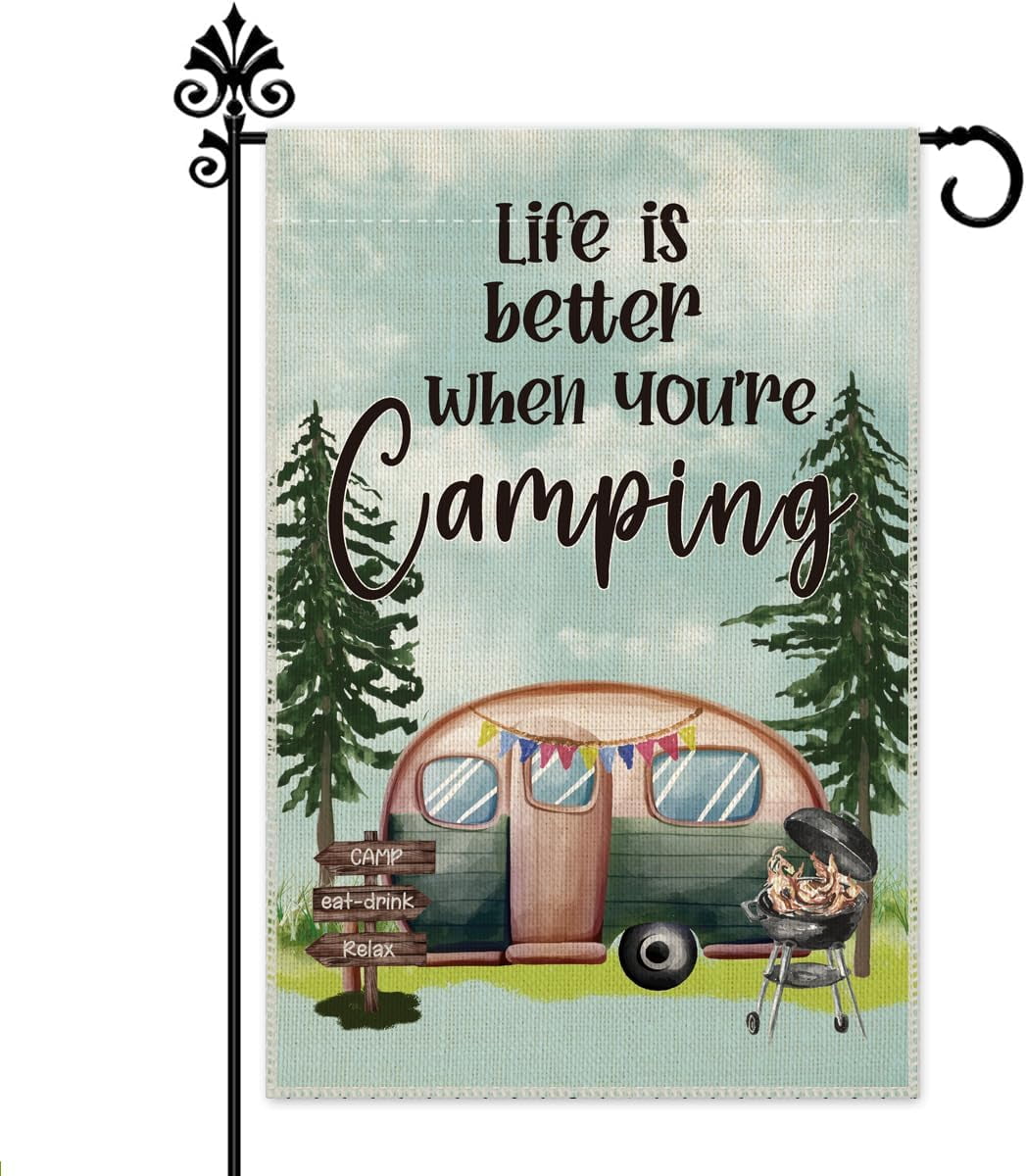 Life is Better When You're Camping Garden Flag, Double Sided Holiday ...