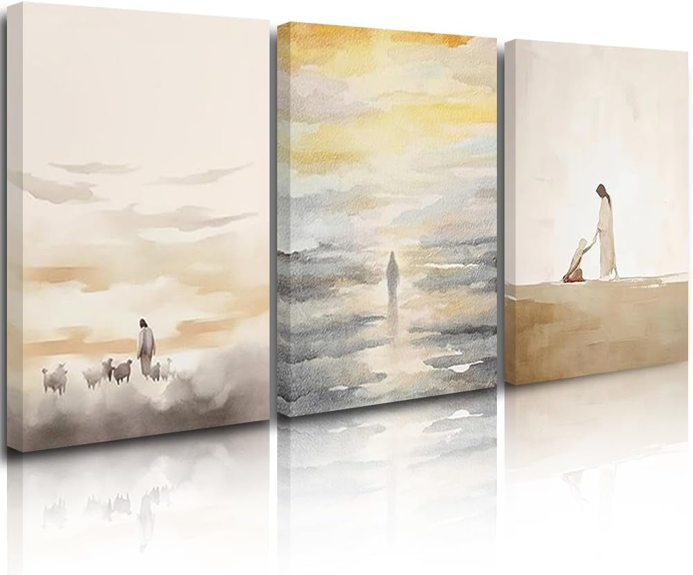 Life Christian Wall Art Set of 3, Jesus Wall Decor,Bible Stories ...