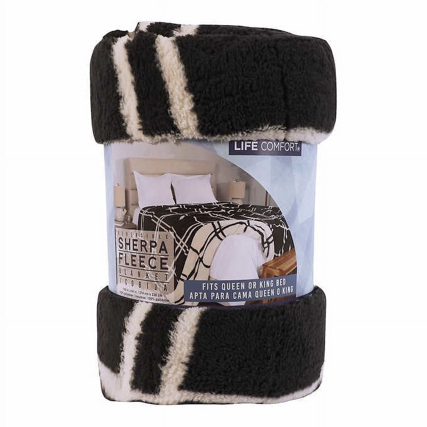 "Life Comfort Cozy Reversible Sherpa Fleece Blanket - Queen/King Size ...