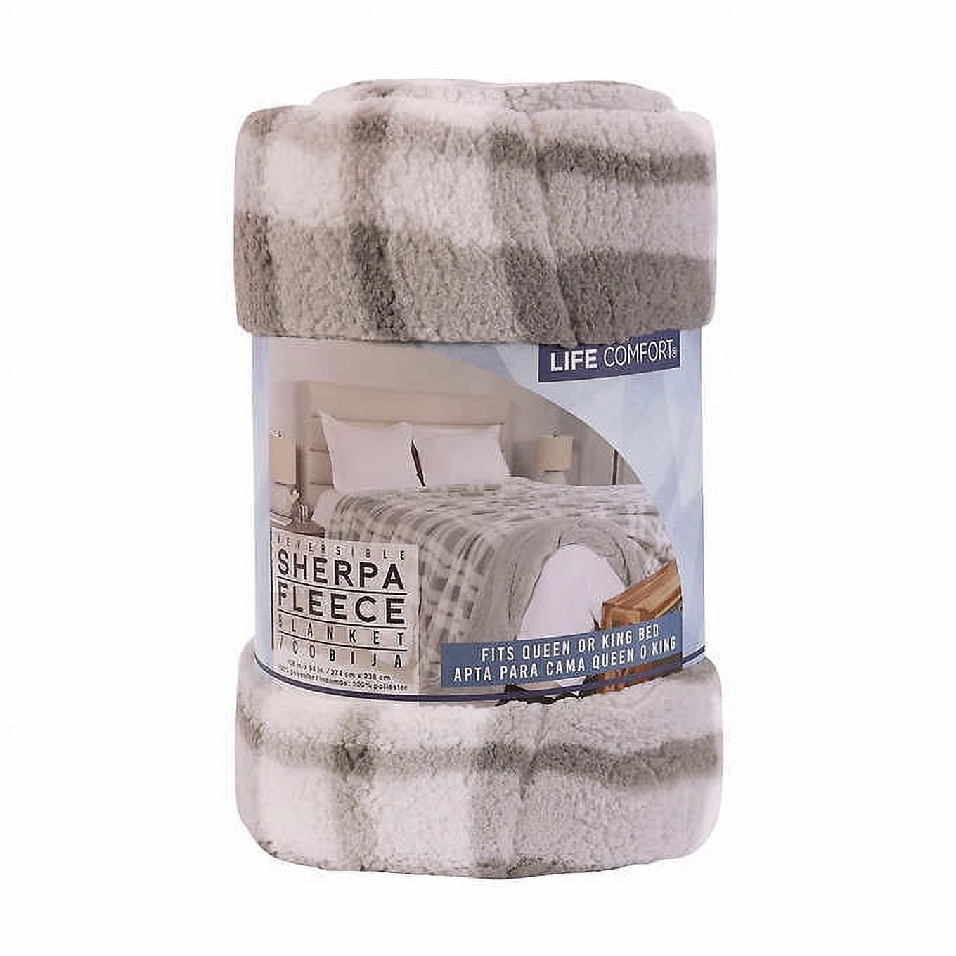 "Life Comfort Cozy Reversible Sherpa Fleece Blanket - King/Queen Size ...