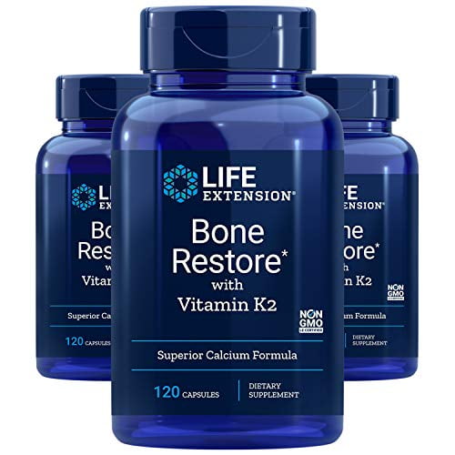 Life Extension Bone Restore, Vitamins K2, D3, Minerals - 120 Non-GMO ...
