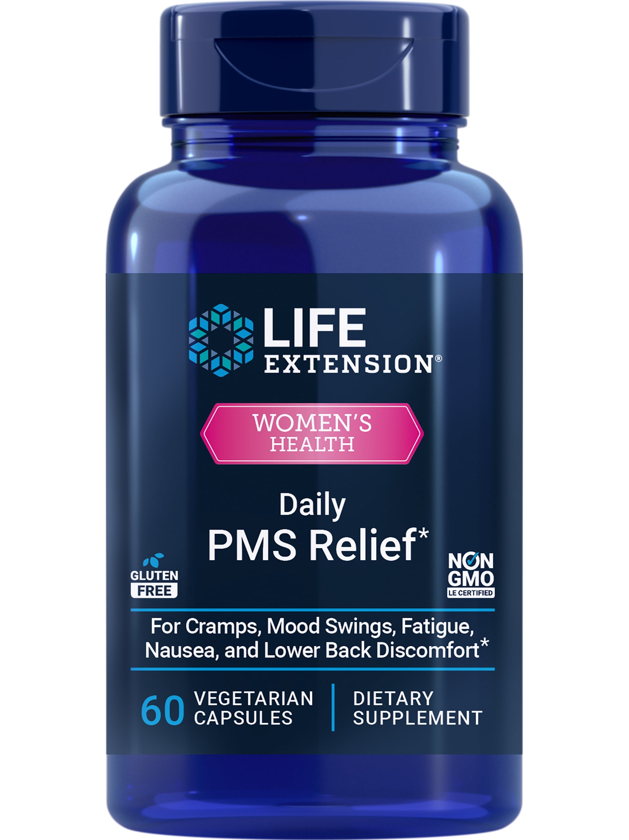 Life Extension Daily PMS Relief, menstrual comfort supplement, PMS ...