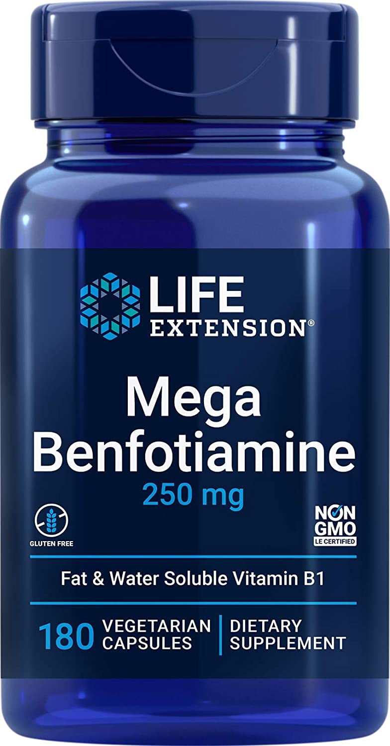 Life Extension, Mega Benfotiamine, 250 mg, 180 Vegetarian Capsules ...