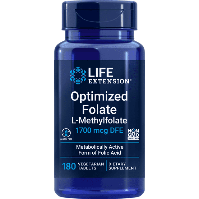Life Extension Optimized Folate, L-Methylfolate 5-MTHF 1,700 mcg DFE ...