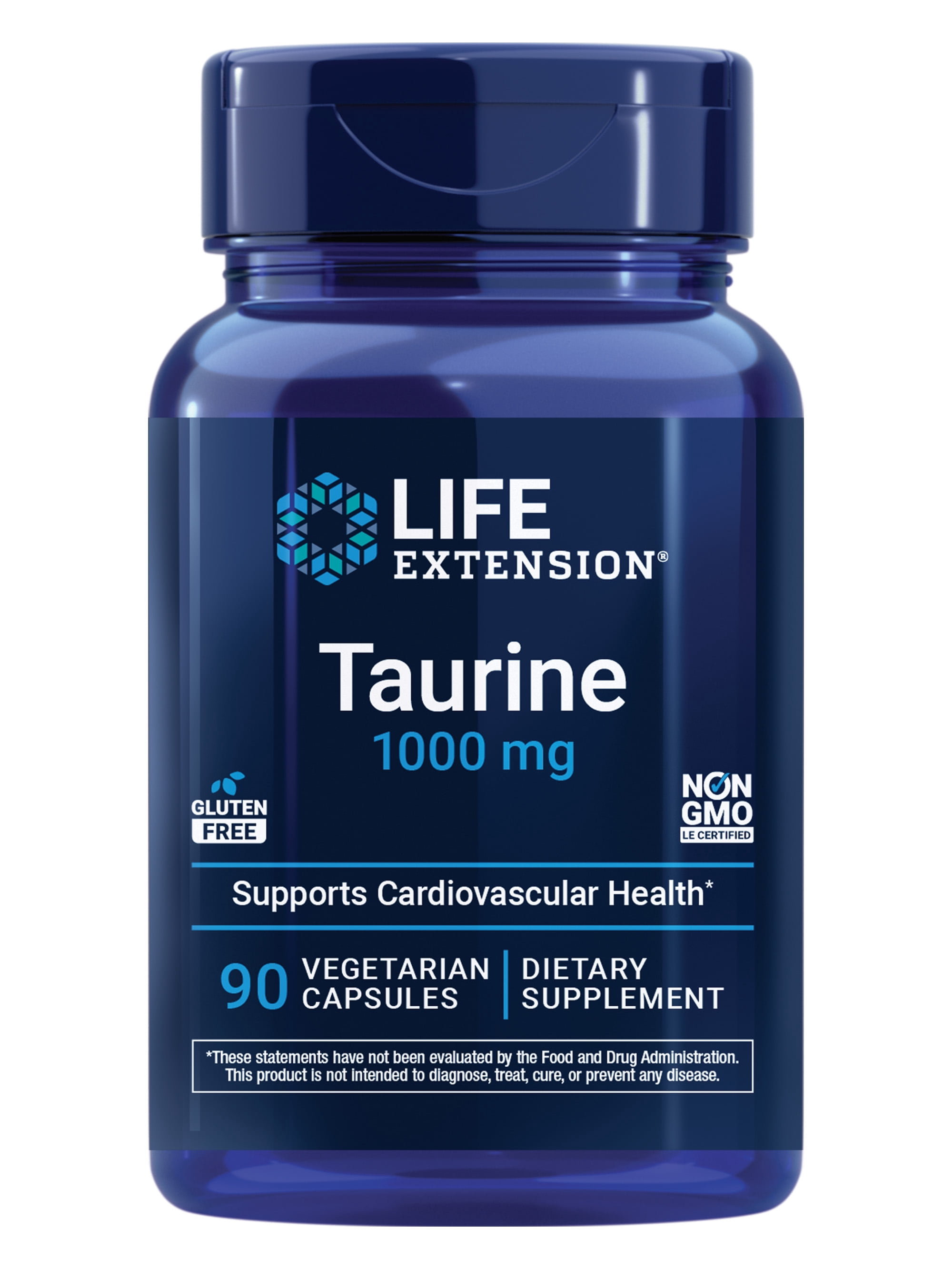 Life Extension Taurine Supplement, 1000 mg, Heart, Brain, Muscle ...